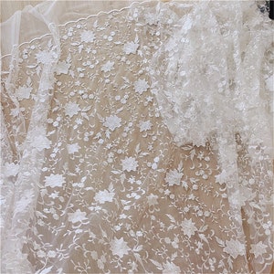 Floral Embroidery Lace Fabric Tulle Leaves Lace Fabrics Mesh DIY ...