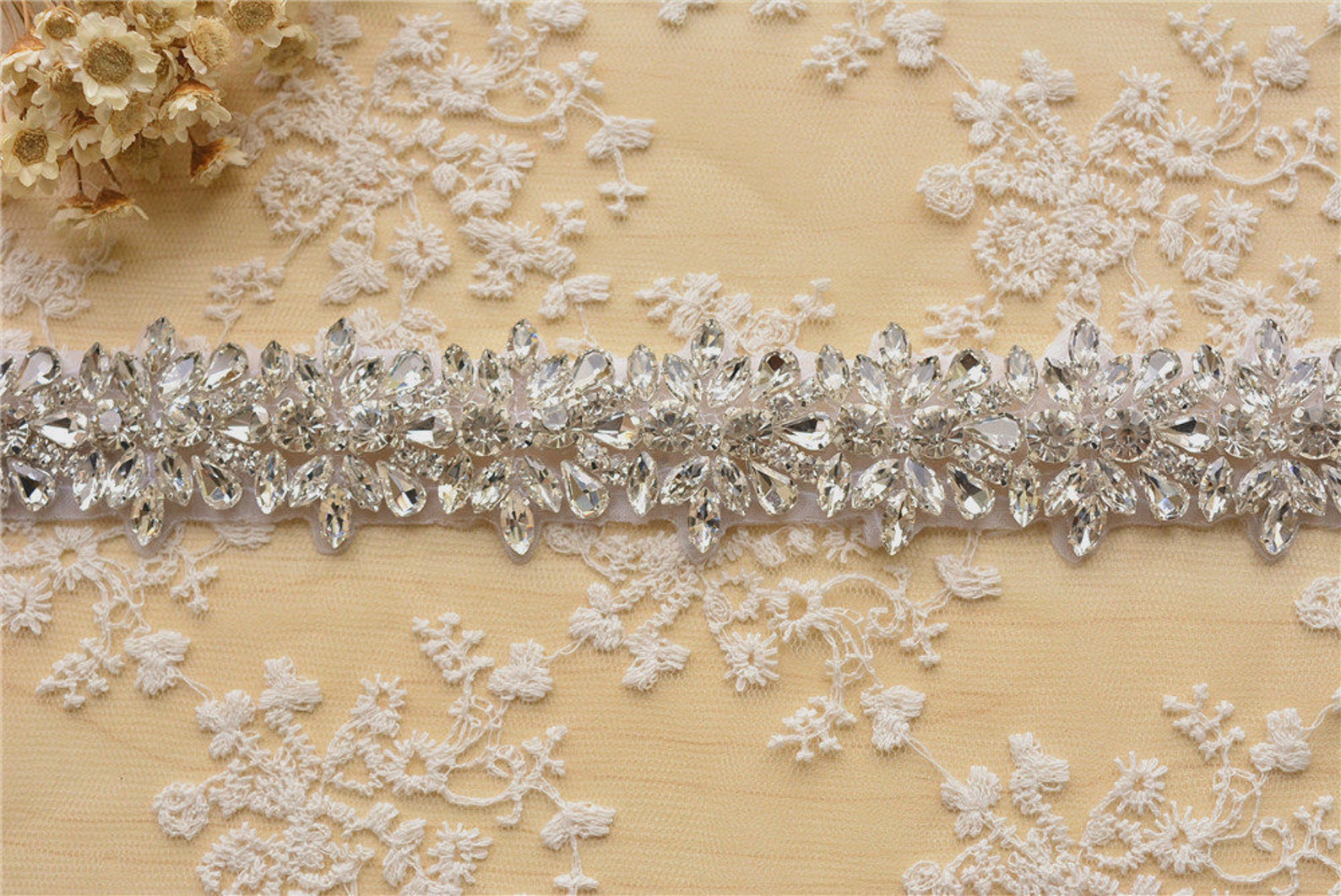 Shiny Rhinestone Applique Bridal Rhinestone Chain Trim - Etsy