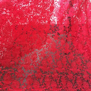 Red Guipure Lace Fabric Flower Embroidery Trimmings Materials DIY Dance ...