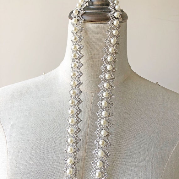 Wedding Rhinestones Trim Diamante Pearl Trims Appliques for - Etsy