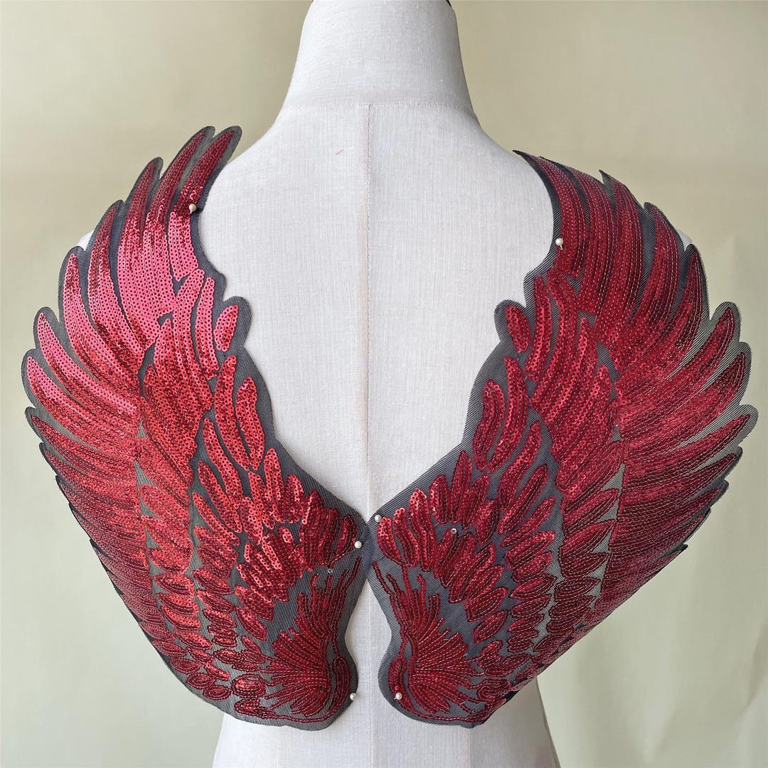 Sequin Lace Appliques Angle Wing Lace Patch Sewing on Evening Wedding ...