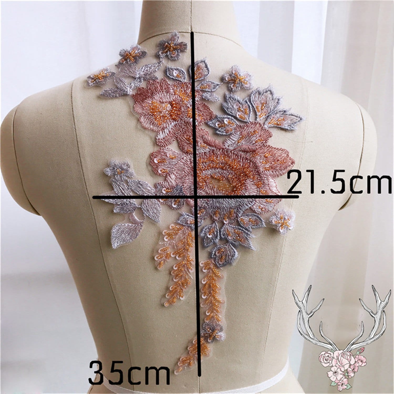 Embroidery Lace Applique Motif Floral Patches Appliques With - Etsy