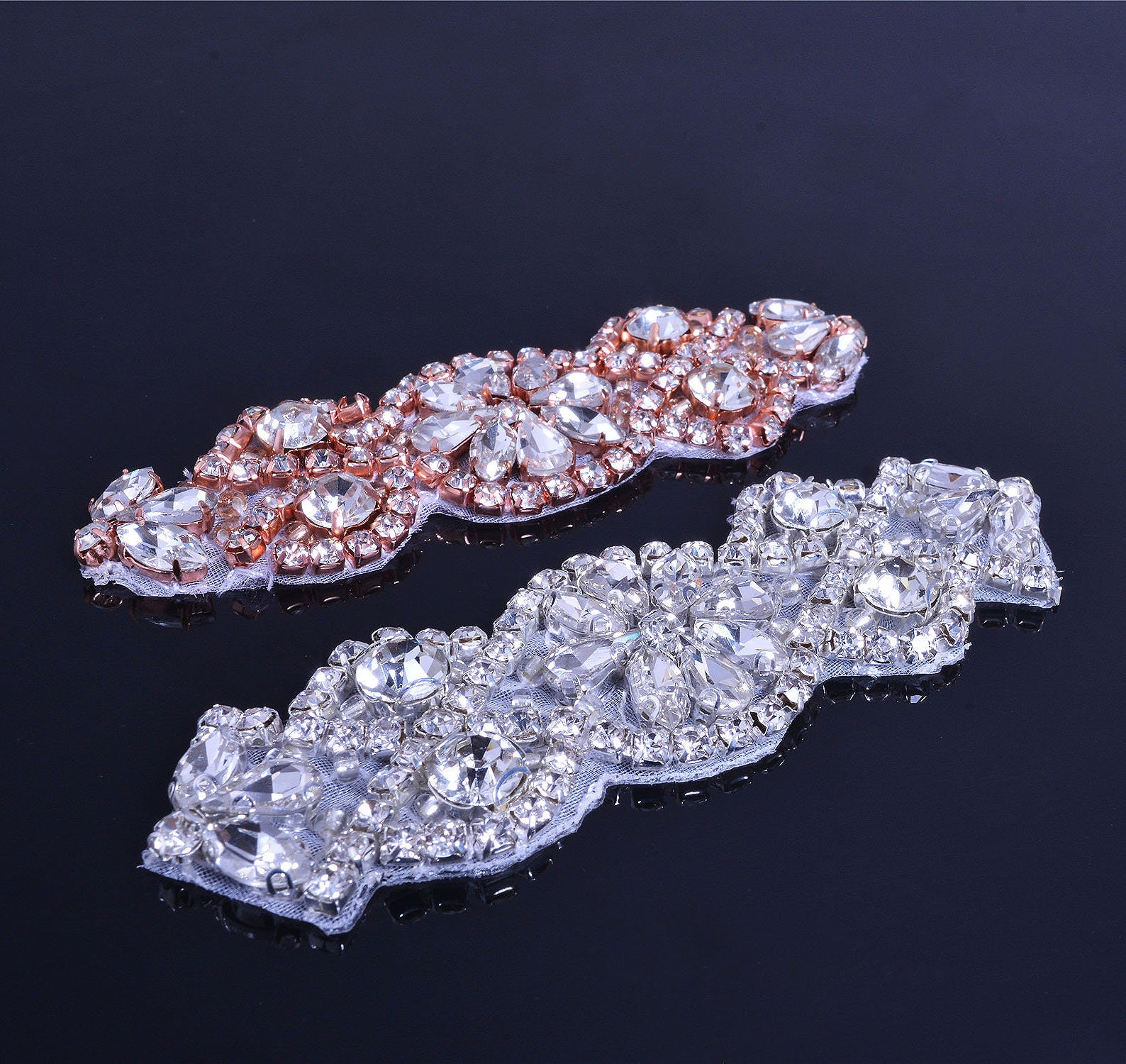 Rose Gold Crystal Rhinestone Applique Diamante Appliques Sash | Etsy