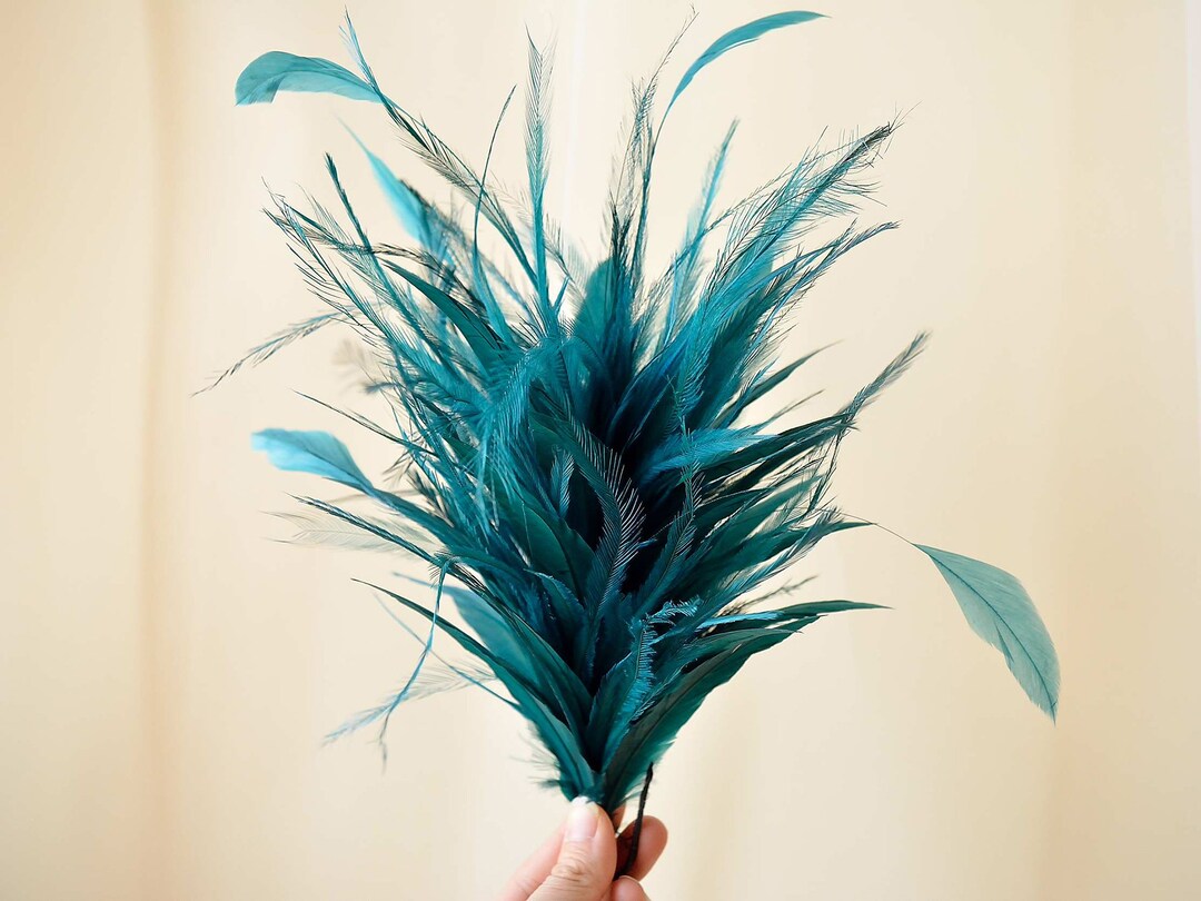 Handmade Goose Feather Flower Mount Bouquet Dyed Faux Flowers Stripped ...