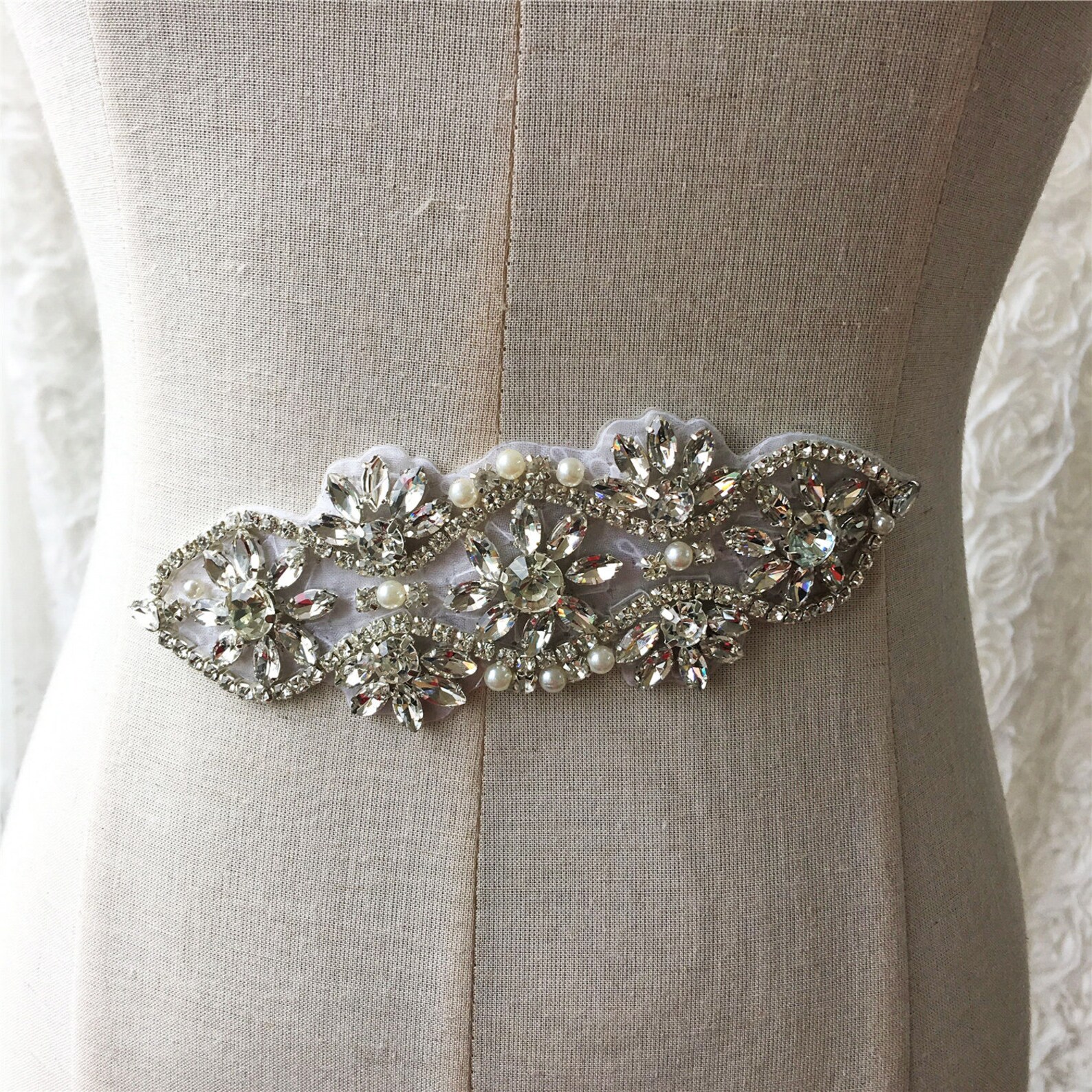 Rhinestone Applique Diamante Appliques Sweet Heart Bridal Sash - Etsy