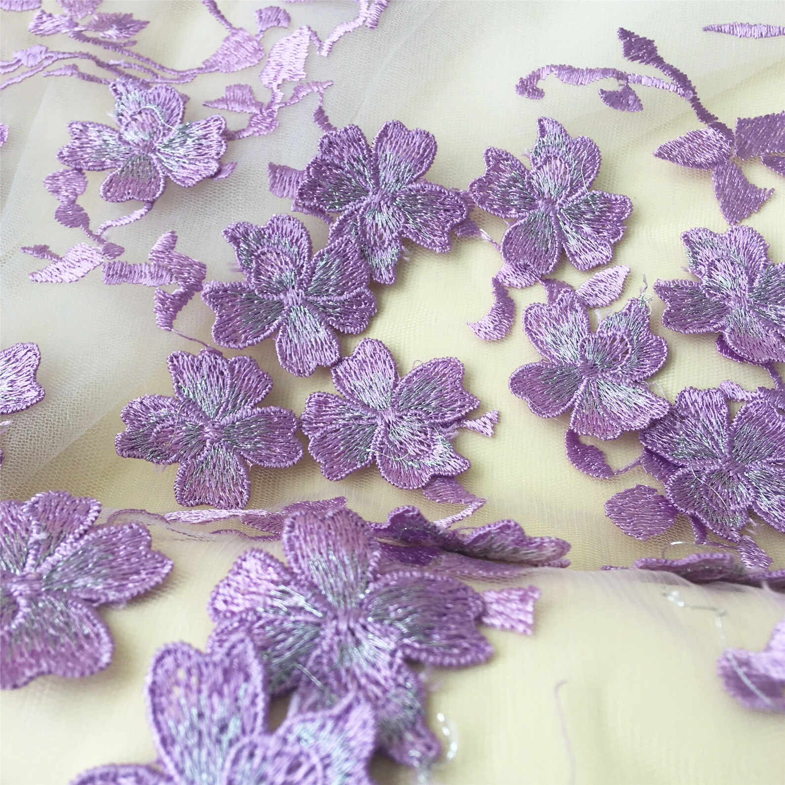 Elegant Embroidery Lace Fabric Mesh Materials 3D Flower | Etsy