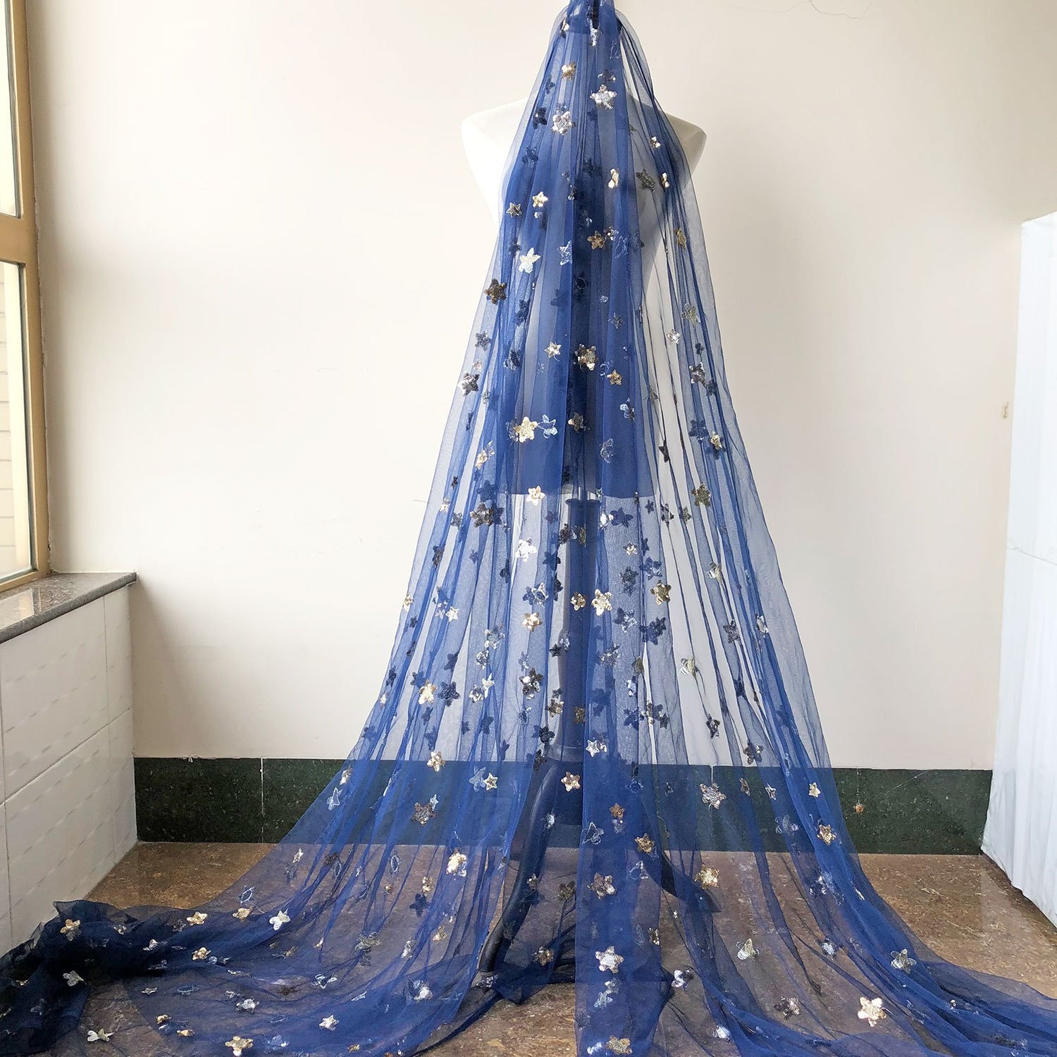 Star Pattern Sequin Embroidery Lace Fabric Mesh Trimmings DIY | Etsy