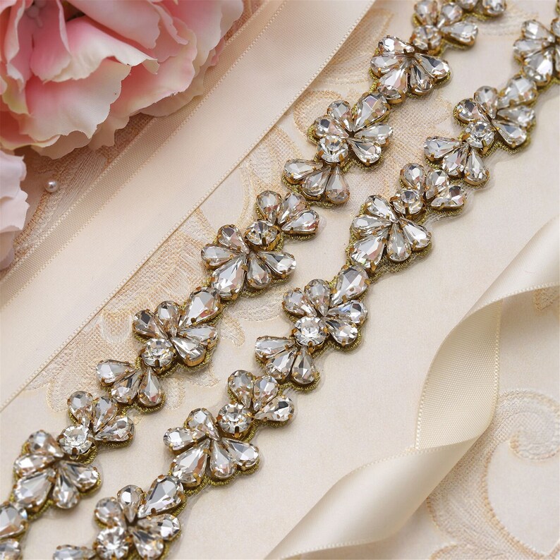 Sparkling Rhinestones Trimming Chain Crystal Diamante Applique | Etsy