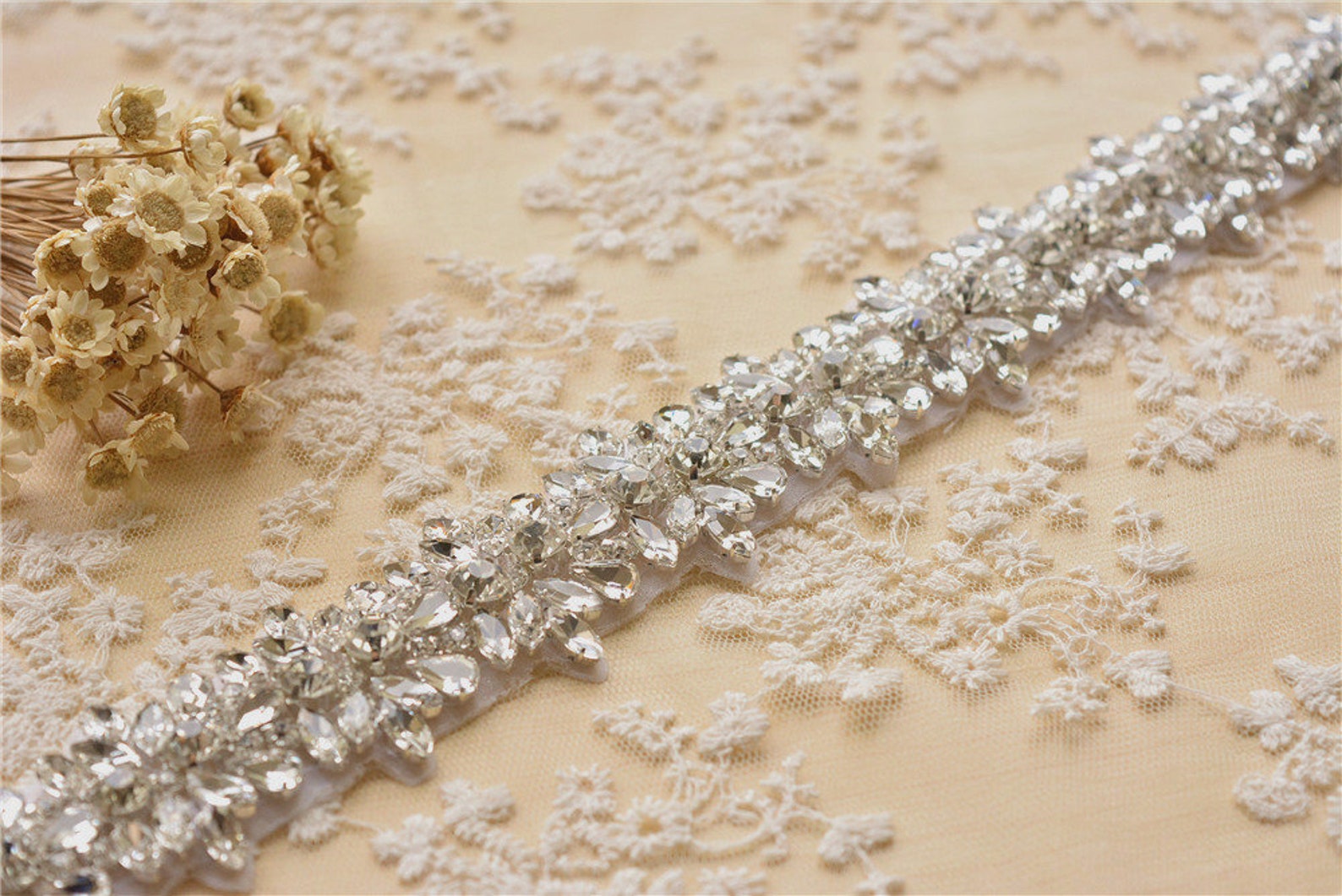 Shiny Rhinestone Applique Bridal Rhinestone Chain Trim - Etsy
