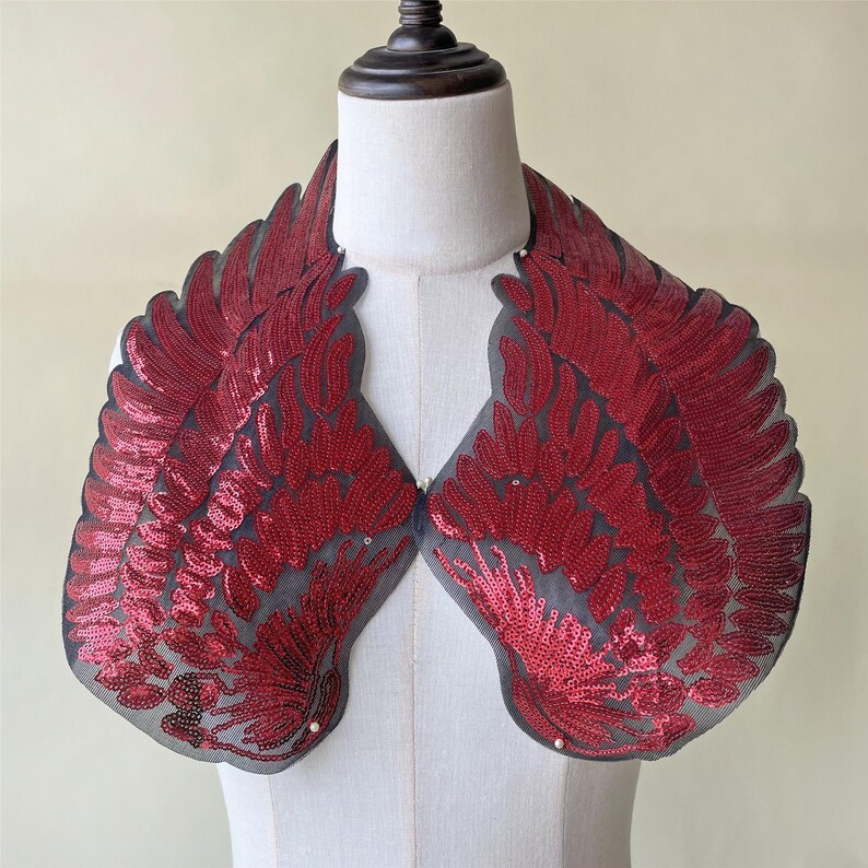 Sequin Lace Appliques Angle Wing Lace Patch Sewing on Evening Wedding ...