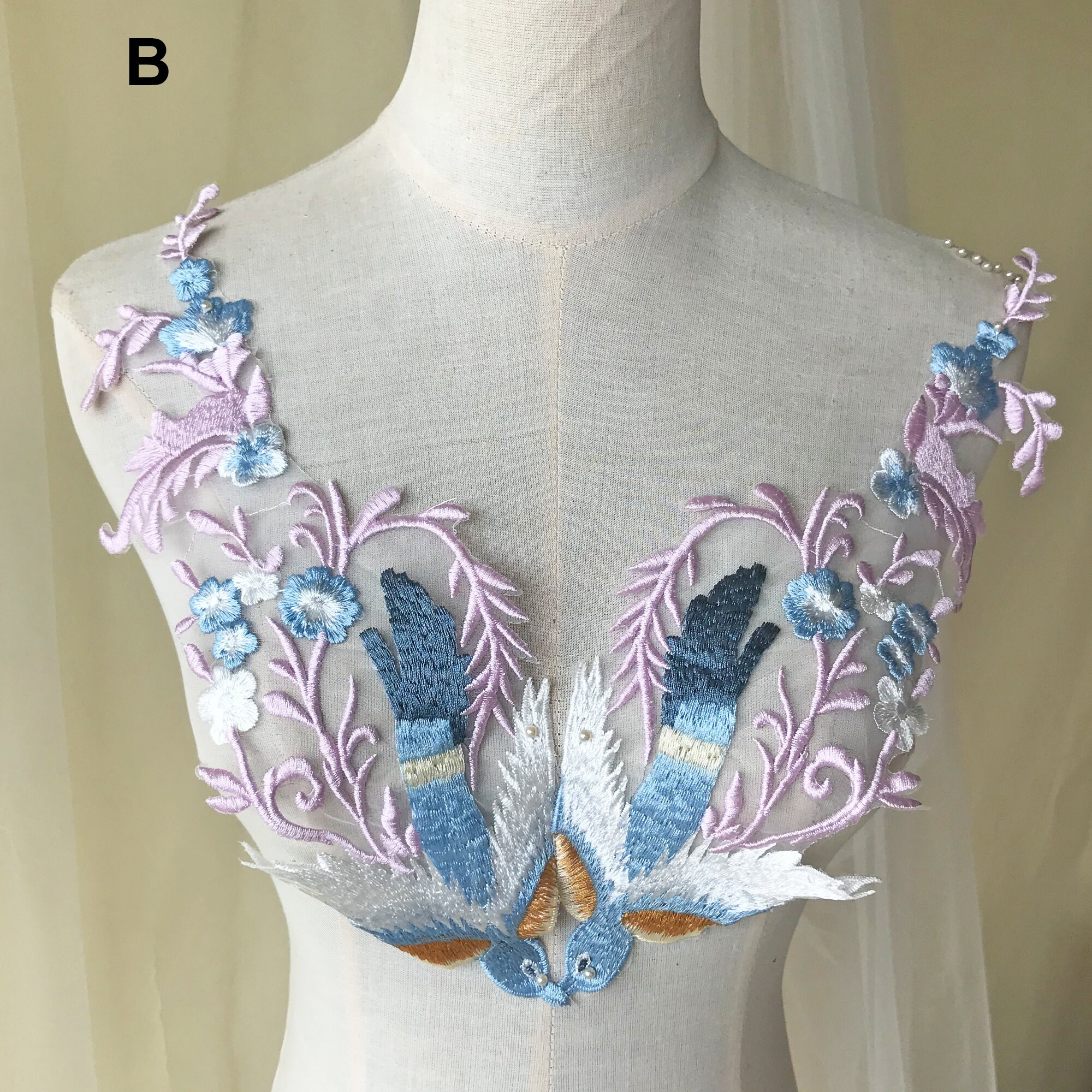 Floral Lace Applique Materials Magpie Embroidery Lace Patch - Etsy UK