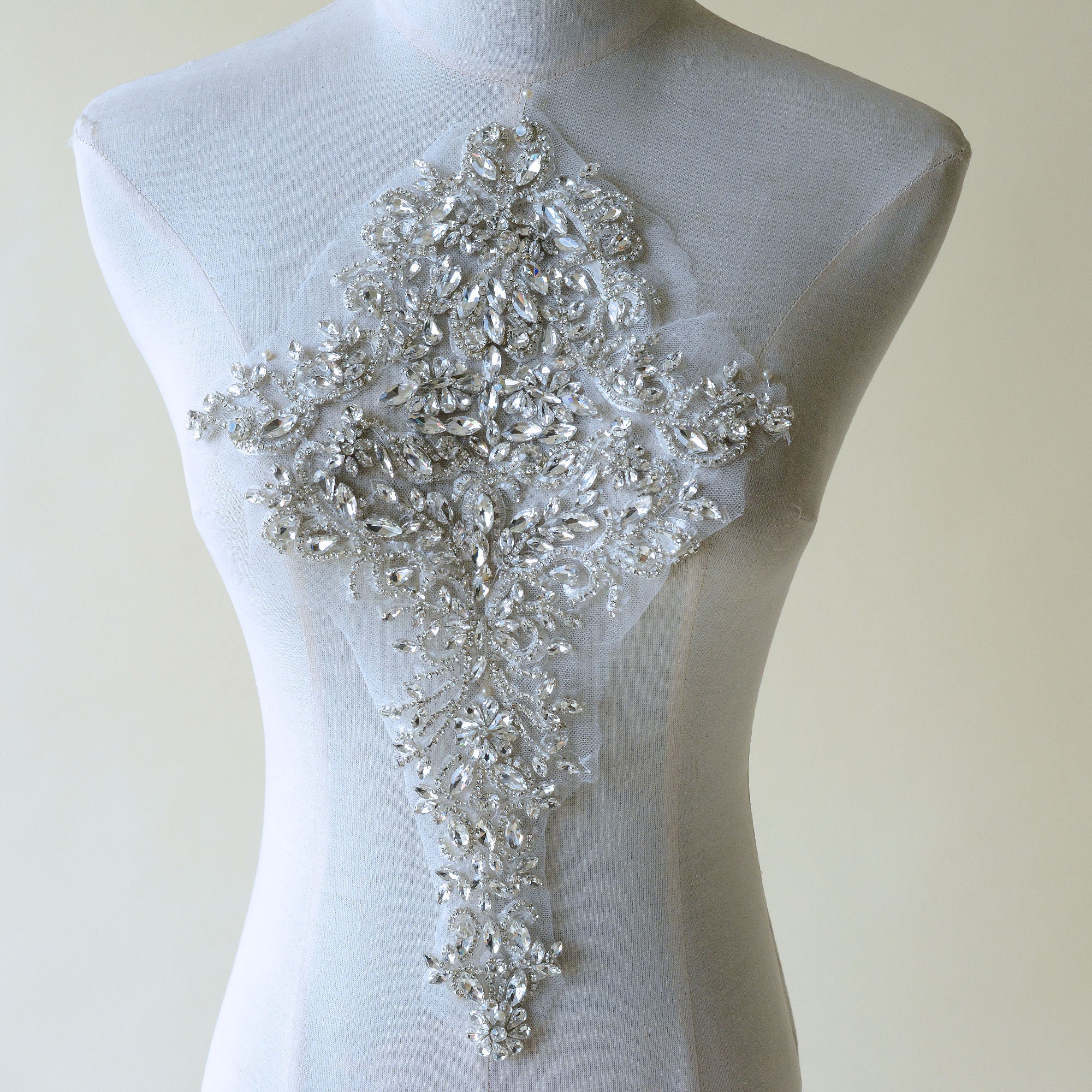 Luxury Bodice Bridal Crystal Rhinestone Applique Diamante | Etsy