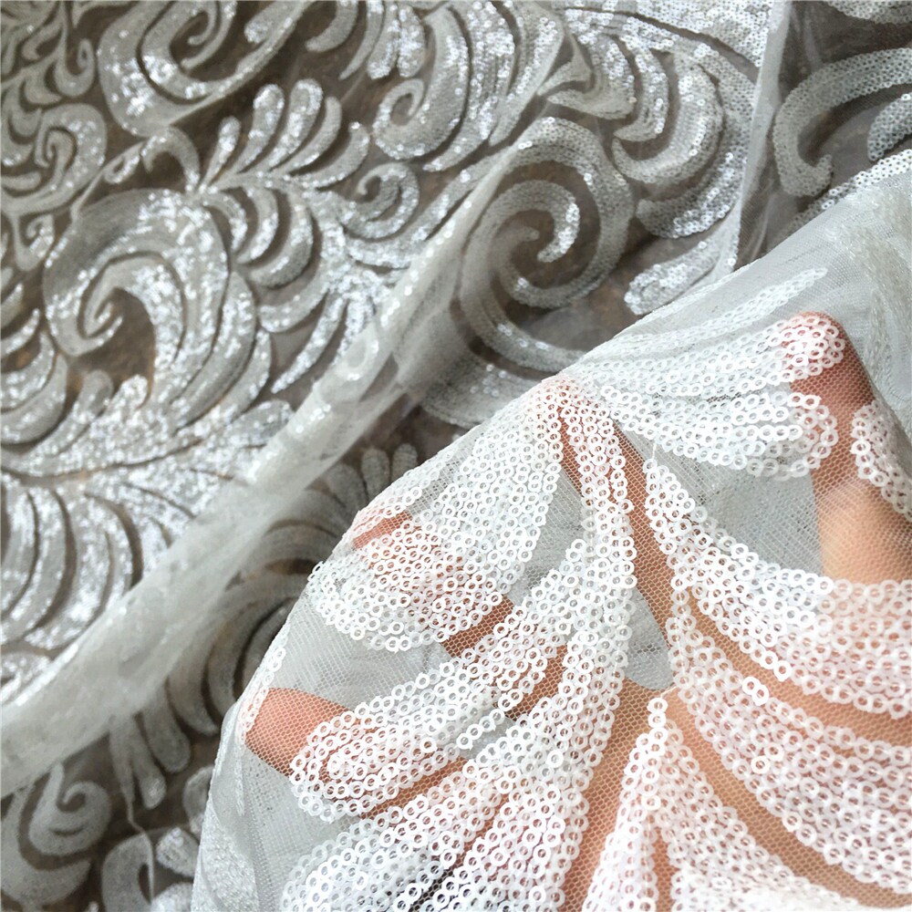 Sequin Embroidery Lace Fabric Materials Lace Mesh Fabrics | Etsy