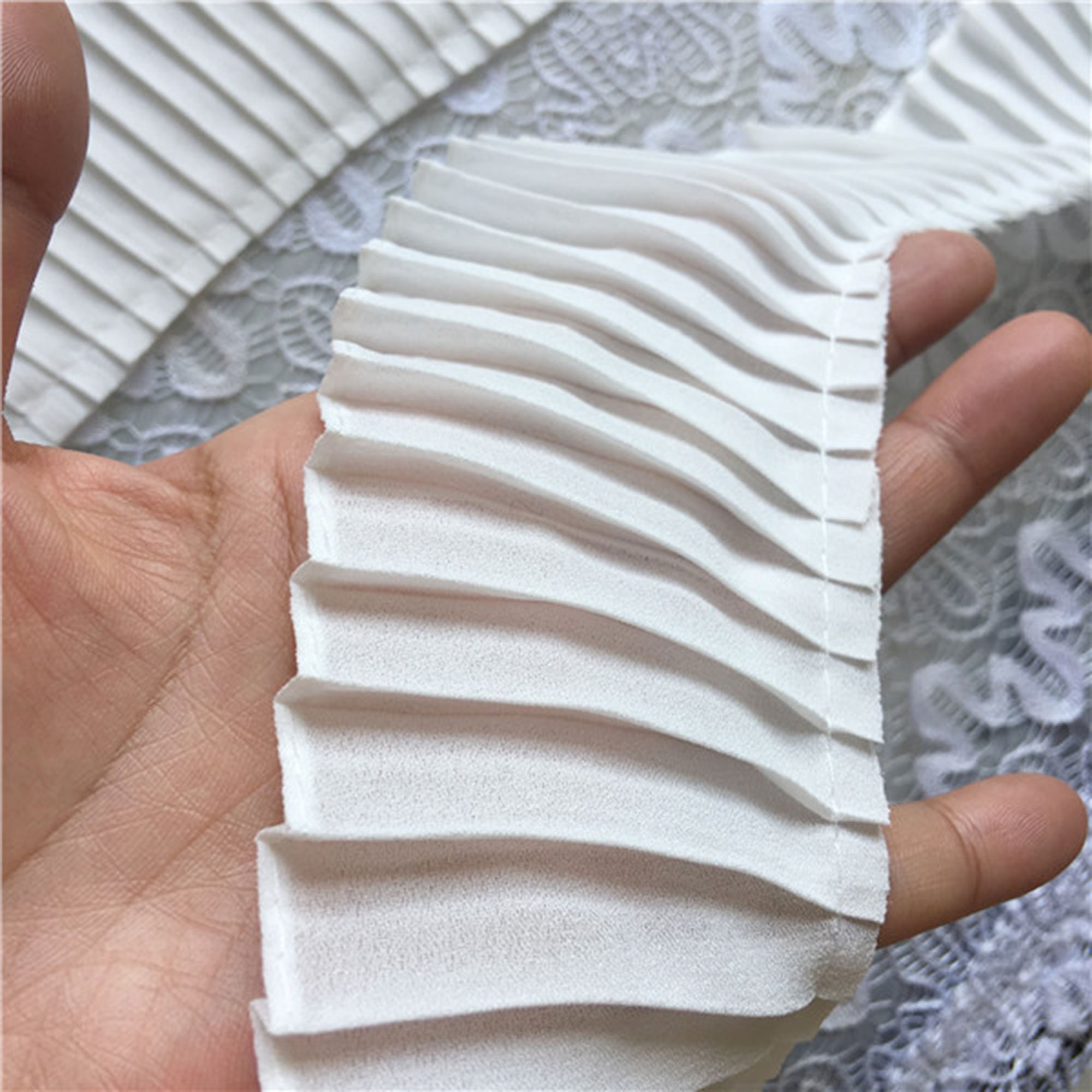 Chiffon Pleated Lace Trims Folded Ribbon Fringe Edge Trimming - Etsy