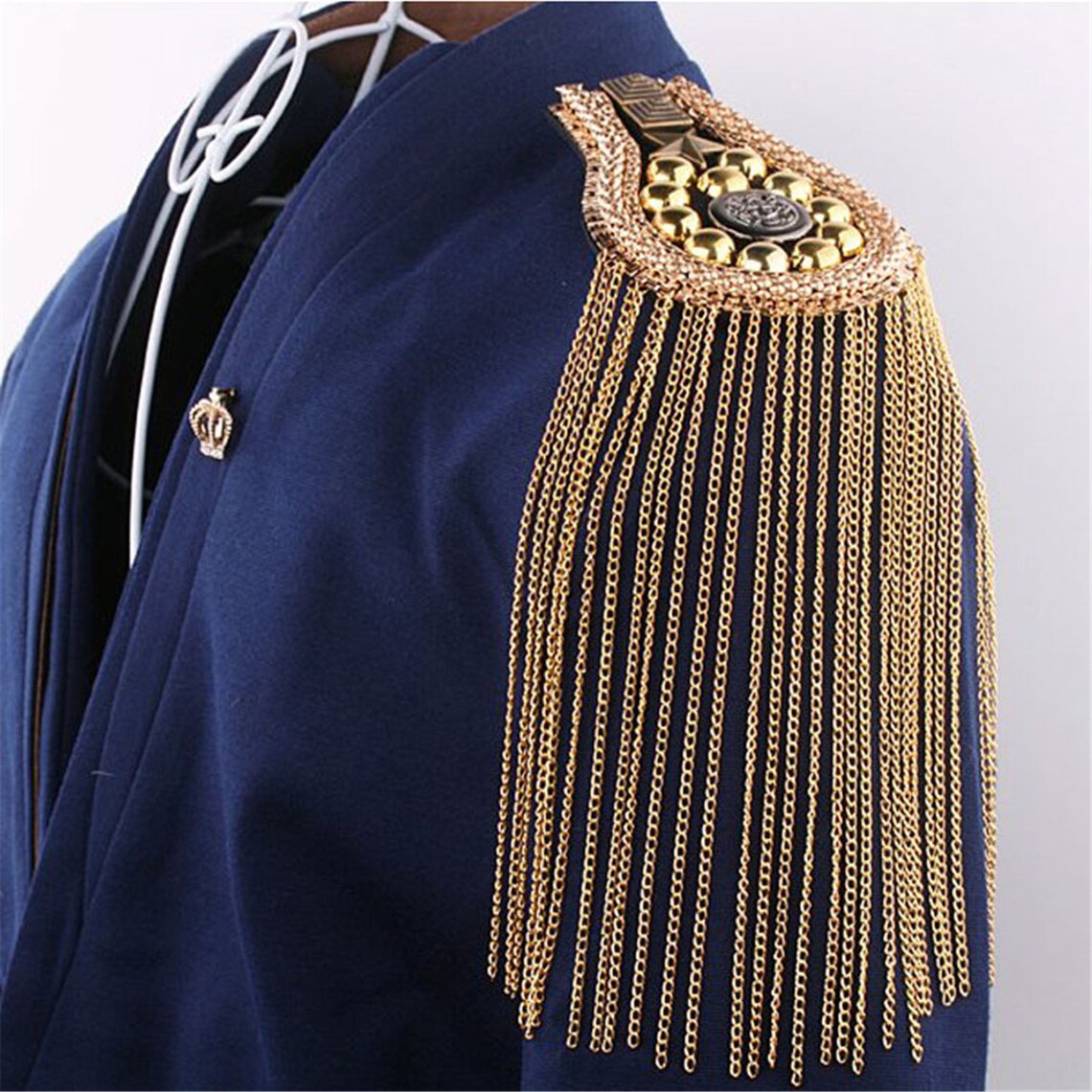 Pearl Shoulder Patches Tassel Chain Suit Crystal Epaulet | Etsy