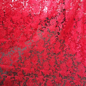 Red Guipure Lace Fabric Flower Embroidery Trimmings Materials DIY Dance ...