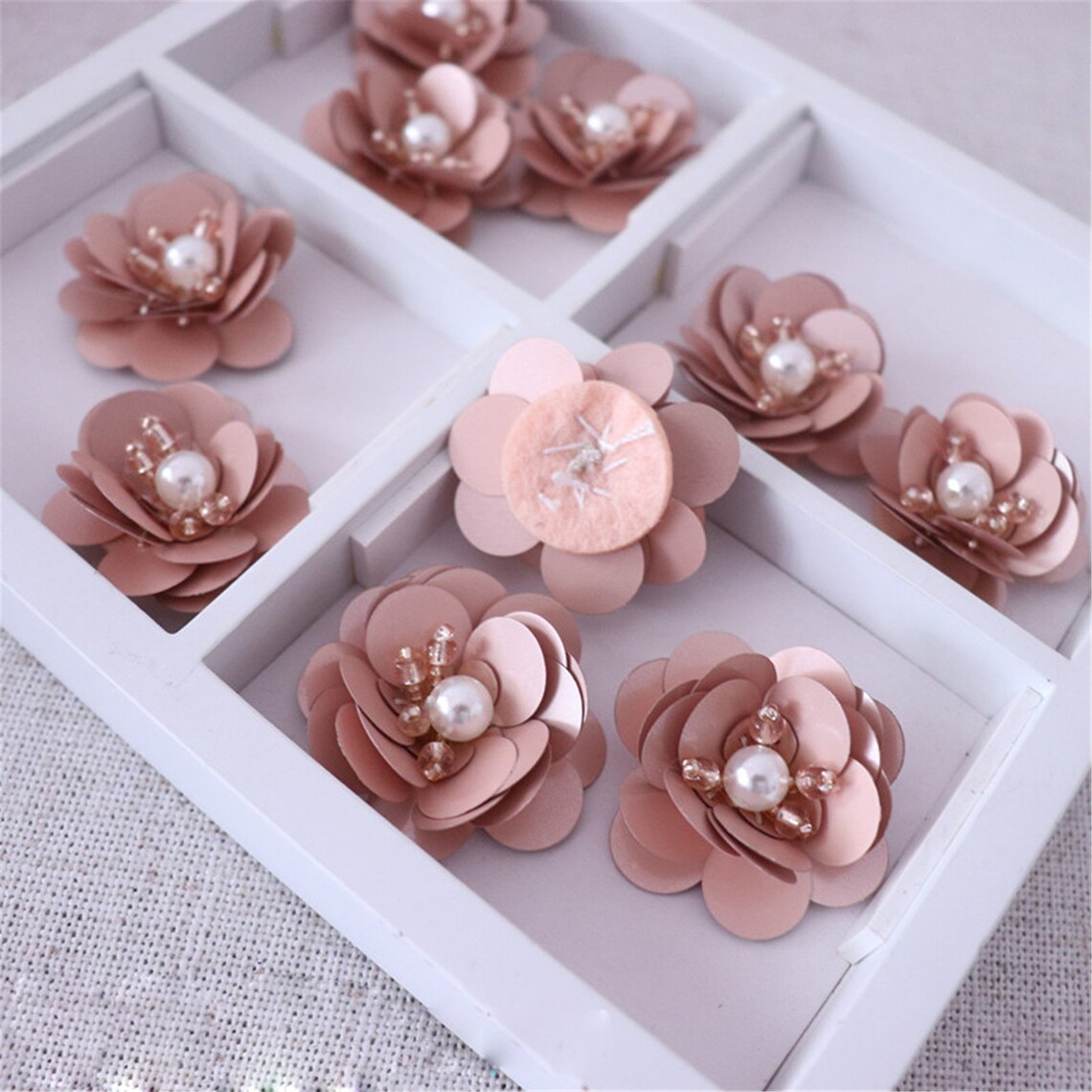 5pcs 4cm 3D Flower Sequin Applique Patches Appliques Lace Motif With ...