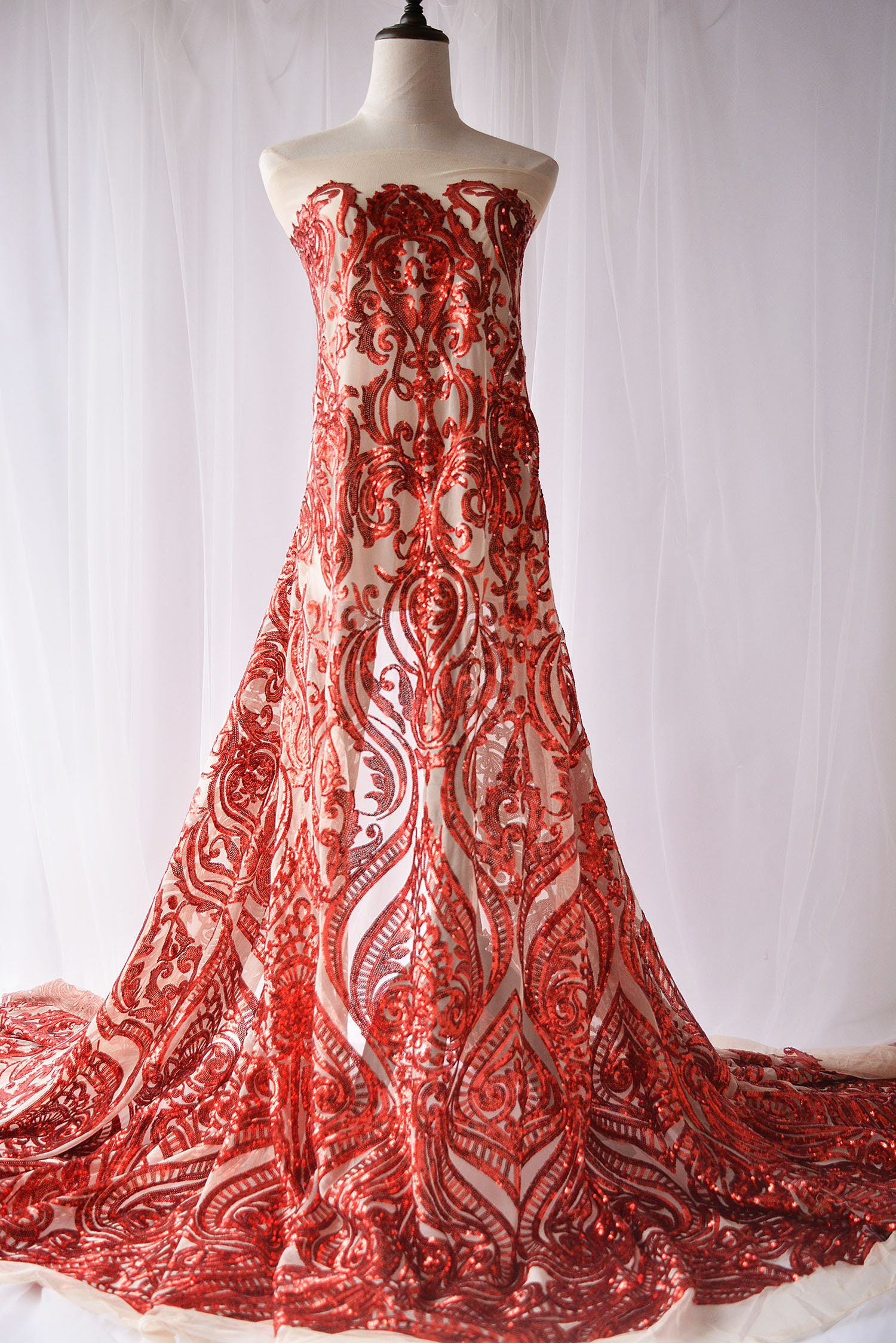 Sequin Lace Fabric Embroidery Fabrics DIY Wedding Bridal Full | Etsy