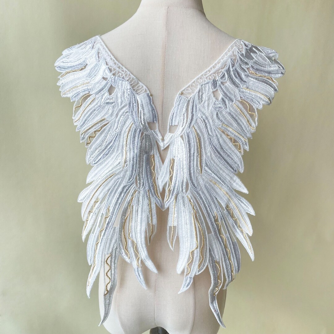 Lace Applique Wing Embroidery Double Color Stitch Patch Motif Three ...