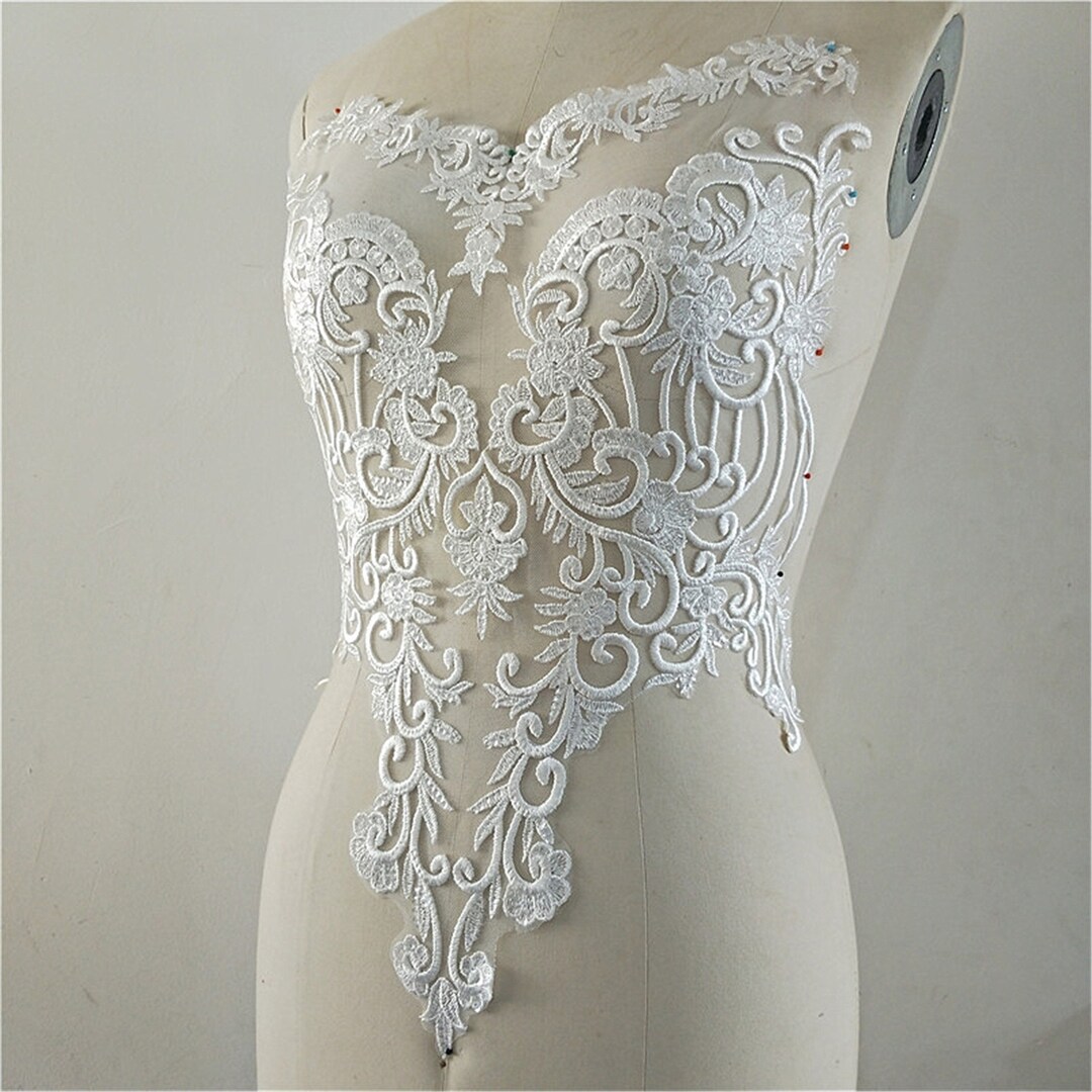 Bodice Lace Appliques Floral Embroidery Lace Applique Sewing on Evening ...