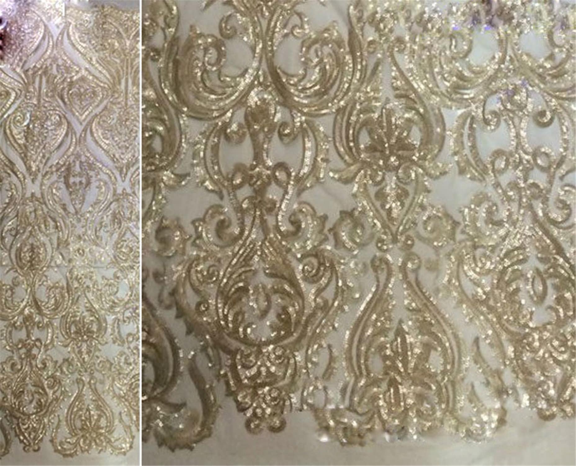 Sequin Lace Fabric Embroidery Fabrics DIY Wedding Bridal Full | Etsy