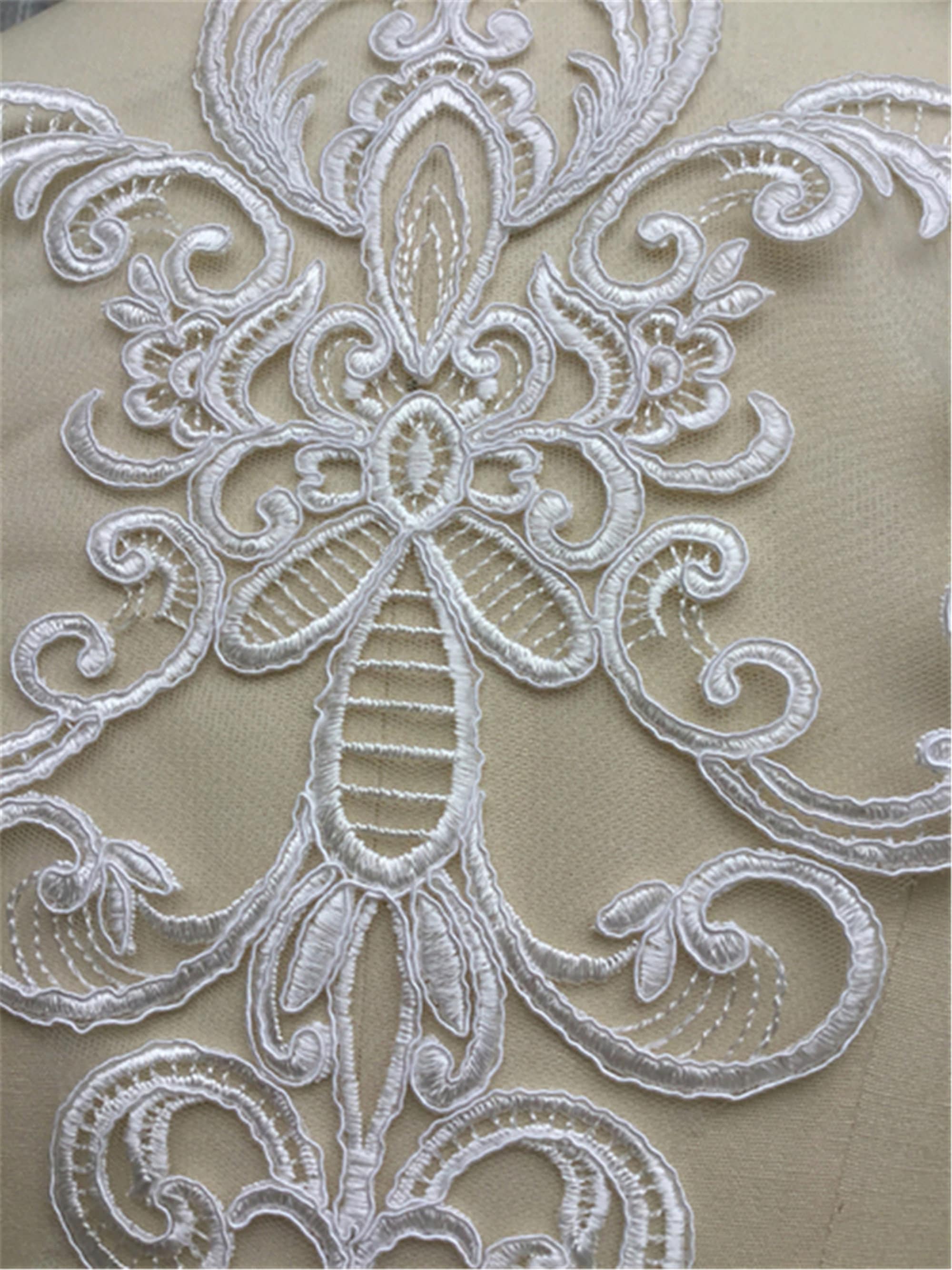 Large Embroidery Lace Applique Patch Back Bodice Lace Motif - Etsy