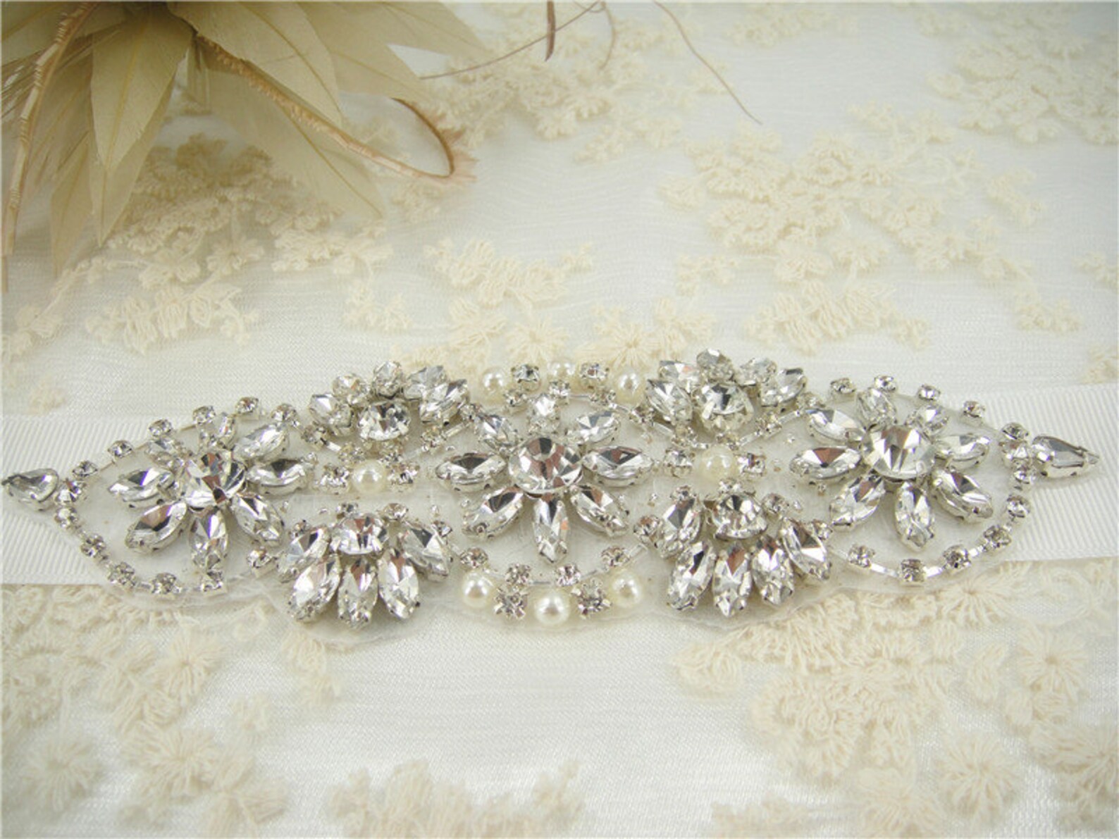 Rhinestone Applique Diamante Appliques Sweet Heart Bridal Sash - Etsy