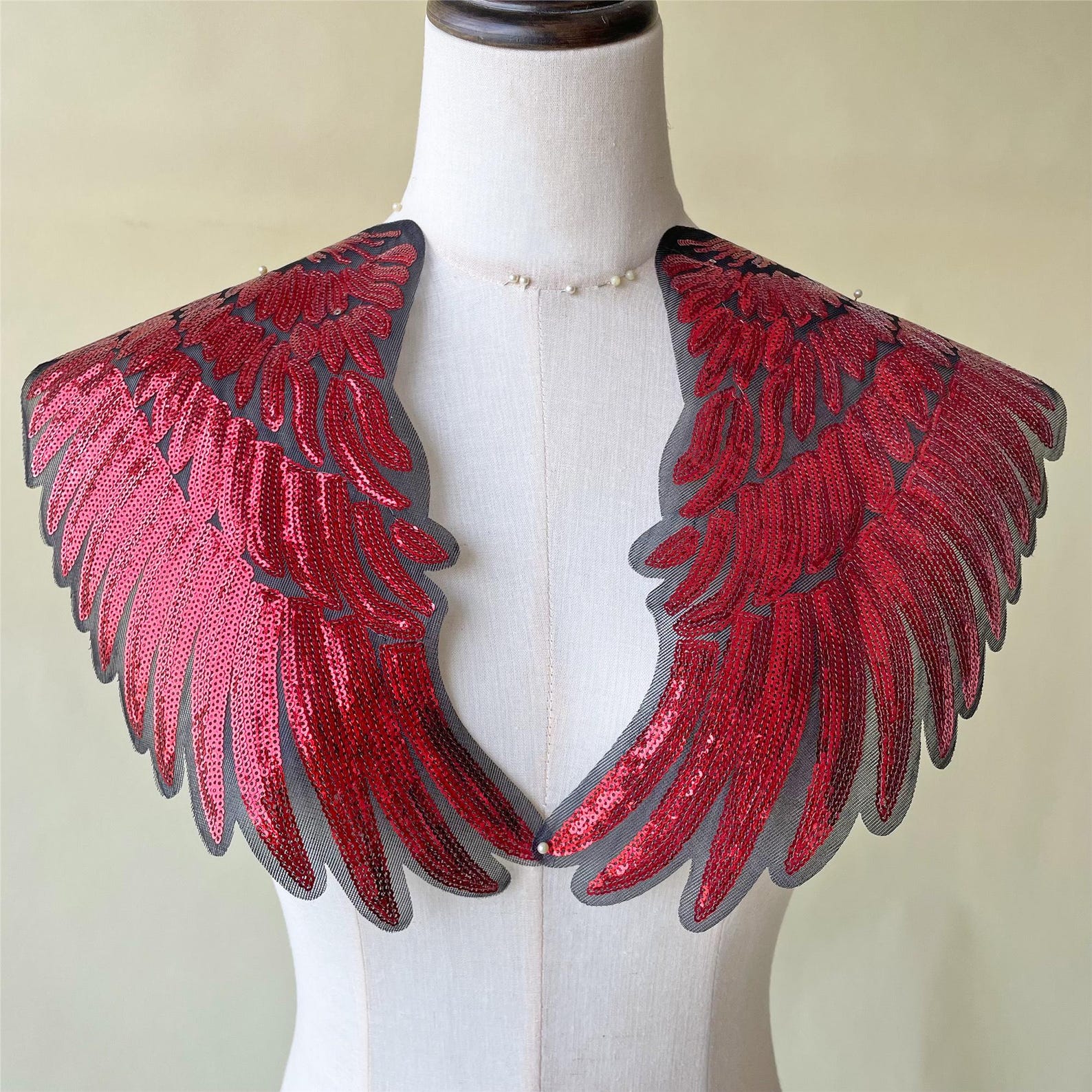 Sequin Lace Appliques Angle Wing Lace Patch Sewing on Evening Wedding ...