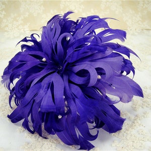Purple Customized Feather Flower Bouquet Pearly Faux Flowers Mount ...
