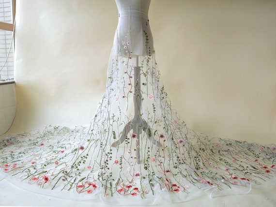 Embroidery Vine Flower Lace Fabric Materials Tulle Lace Mesh - Etsy
