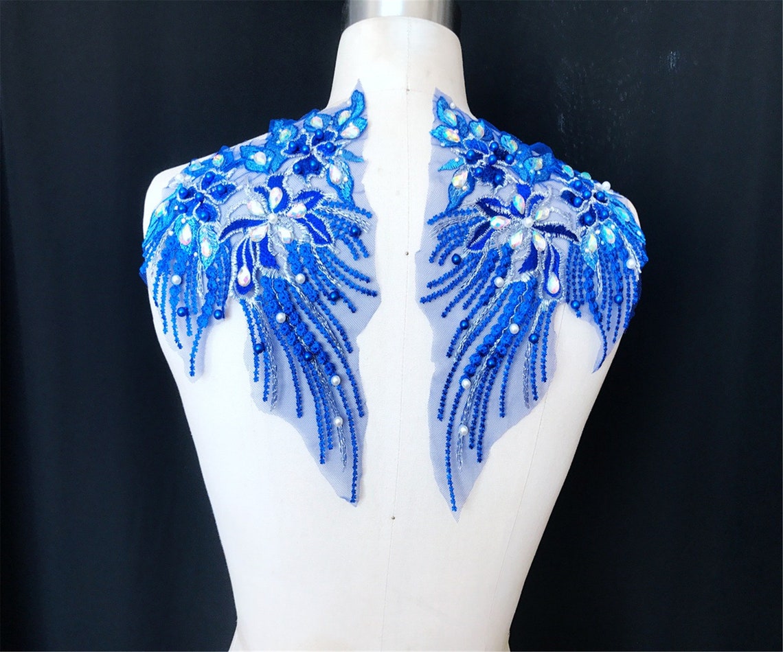 Rhinestone Embroidery Lace Applique 3D Flower Heavy Beads | Etsy