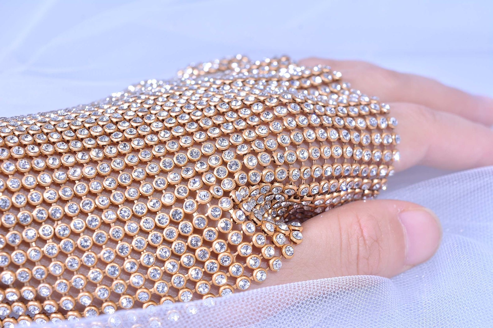 Sparkling Rhinestone Sheet Fabric Diamante Wrap Ribbon Crystal - Etsy
