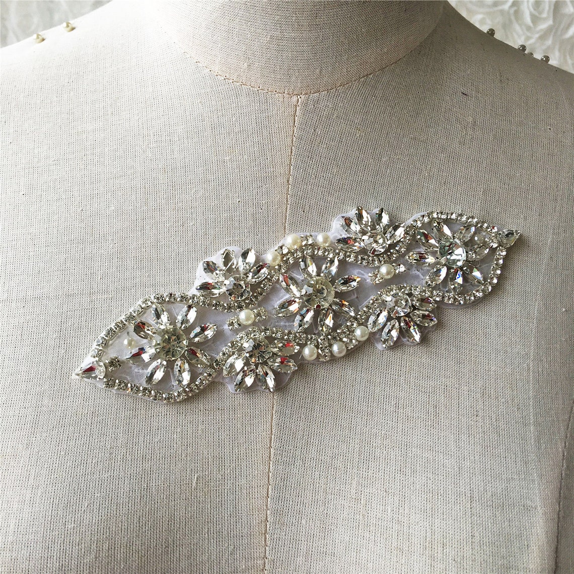 Rhinestone Applique Diamante Appliques Sweet Heart Bridal Sash - Etsy