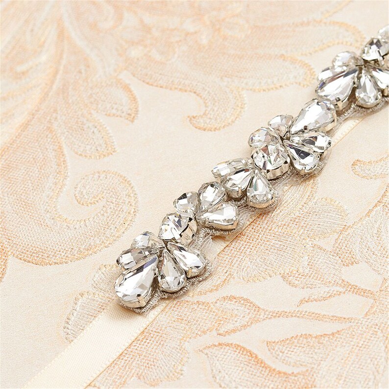 Sparkling Rhinestones Trimming Chain Crystal Diamante Applique | Etsy