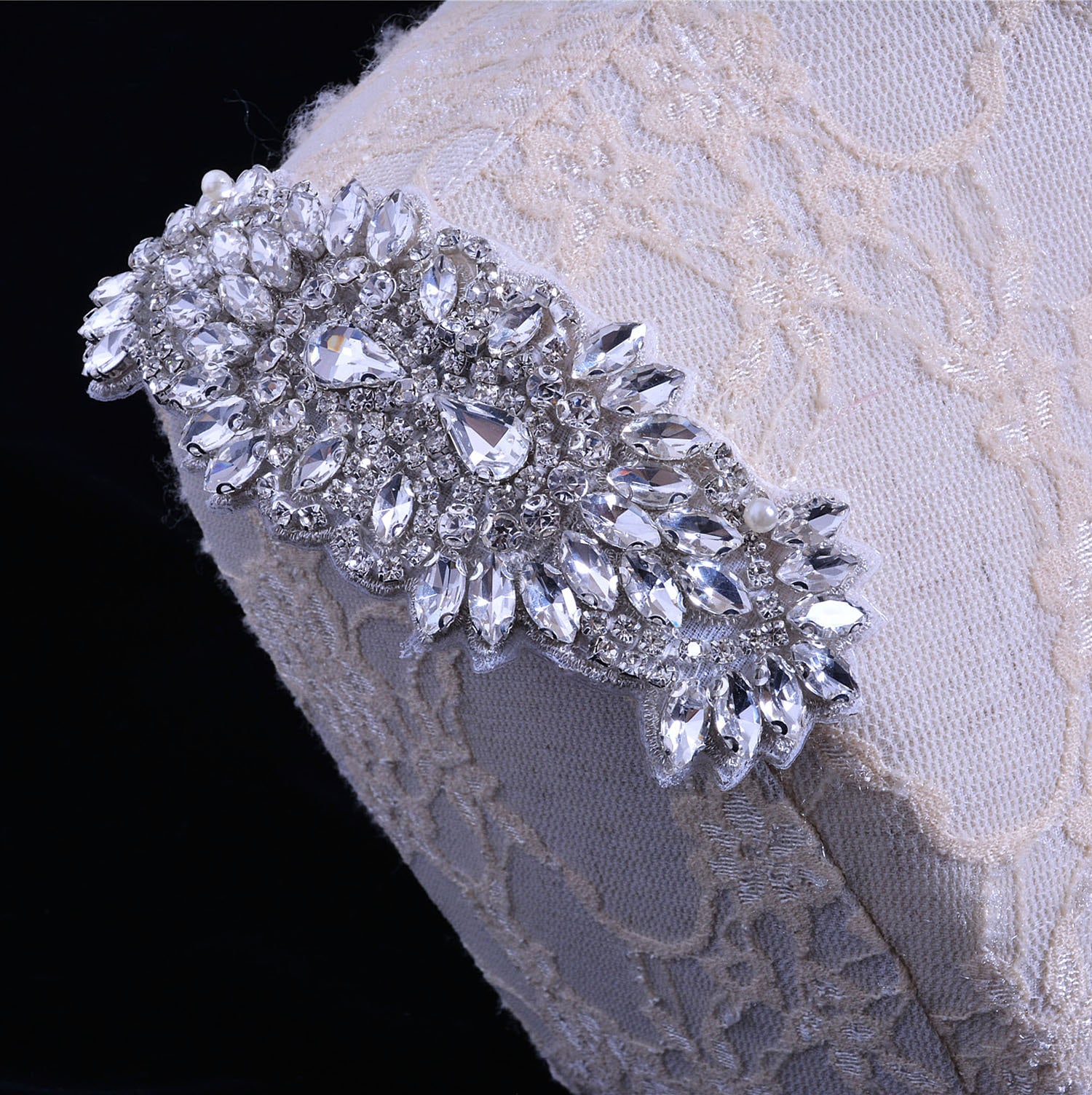 Pearl Silver Crystal Rhinestone Applique Diamante Appliques | Etsy