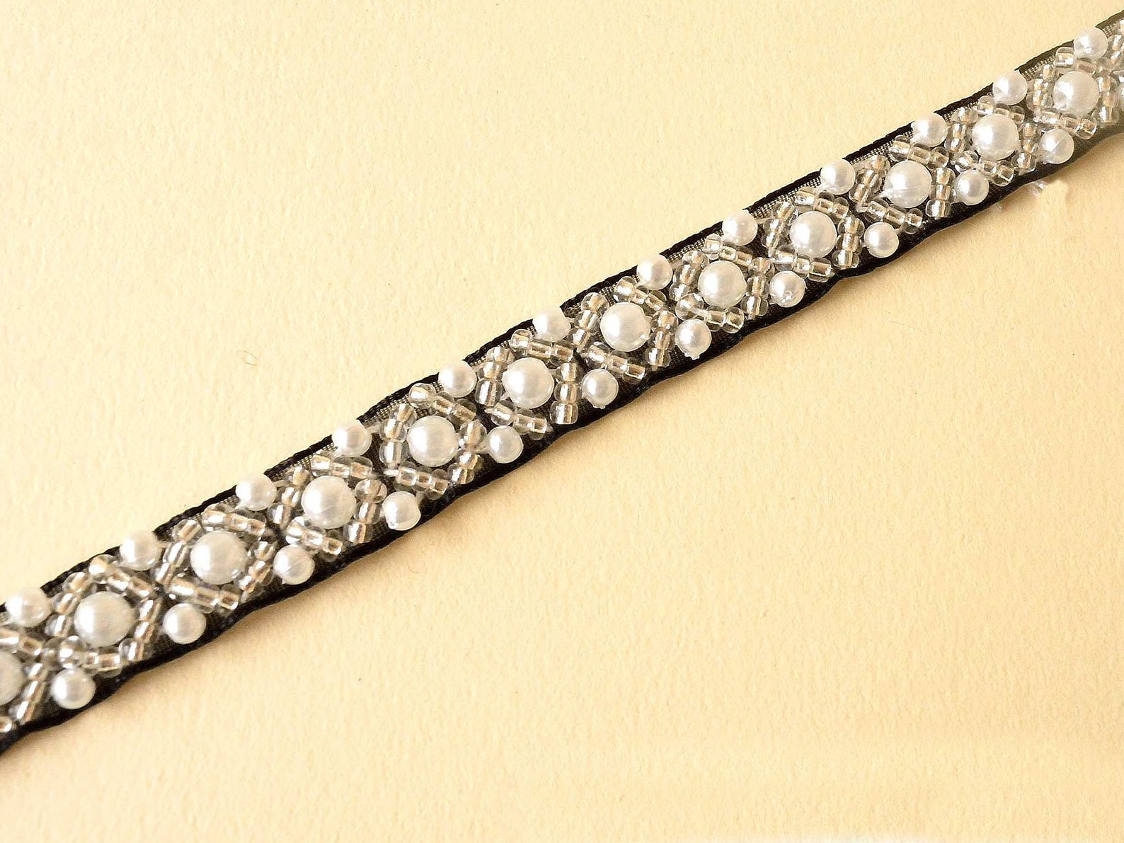 1 Yard Pearl Beaded Trim Wedding Trim Jewelry Trim Wedding | Etsy