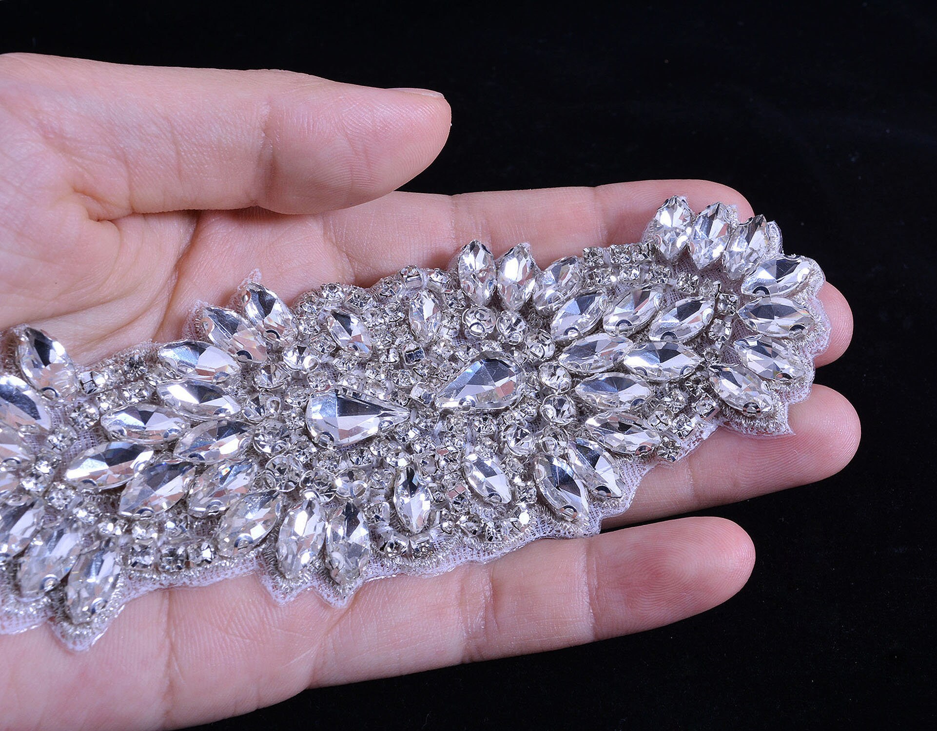 Pearl Silver Crystal Rhinestone Applique Diamante Appliques - Etsy