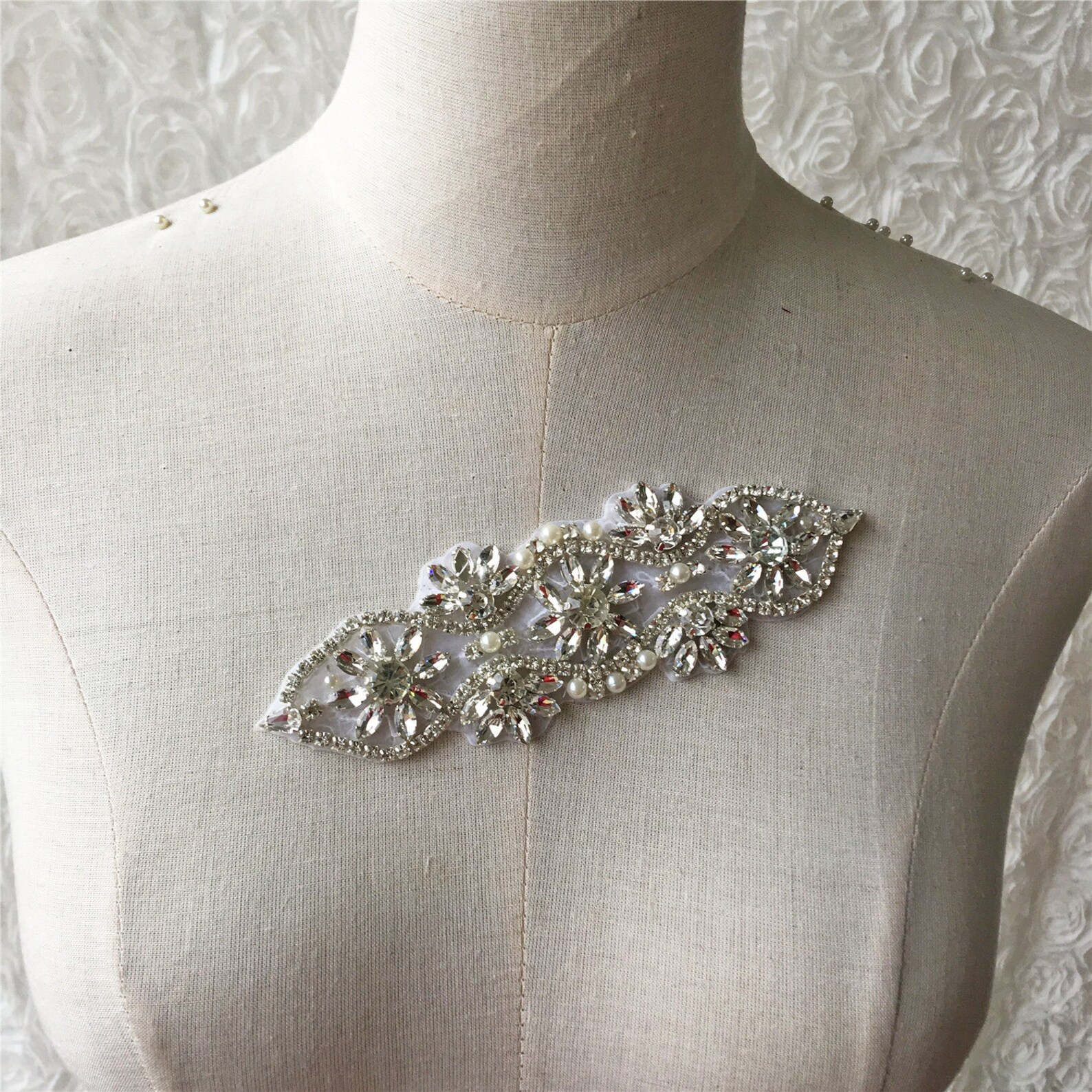 Rhinestone Applique Diamante Appliques Sweet Heart Bridal Sash - Etsy