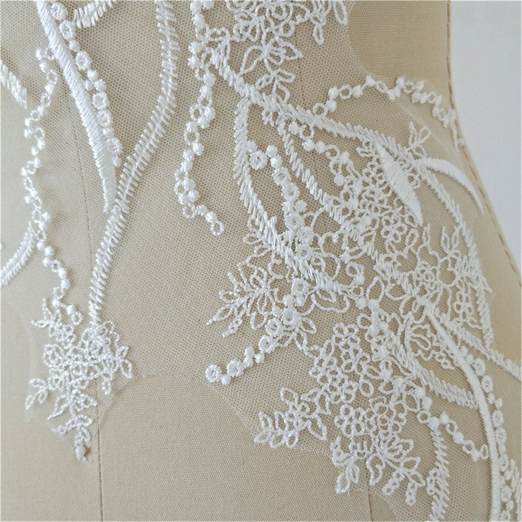 Bodice Lace Appliques Floral Embroidery Lace Patch Sewing on Evening ...