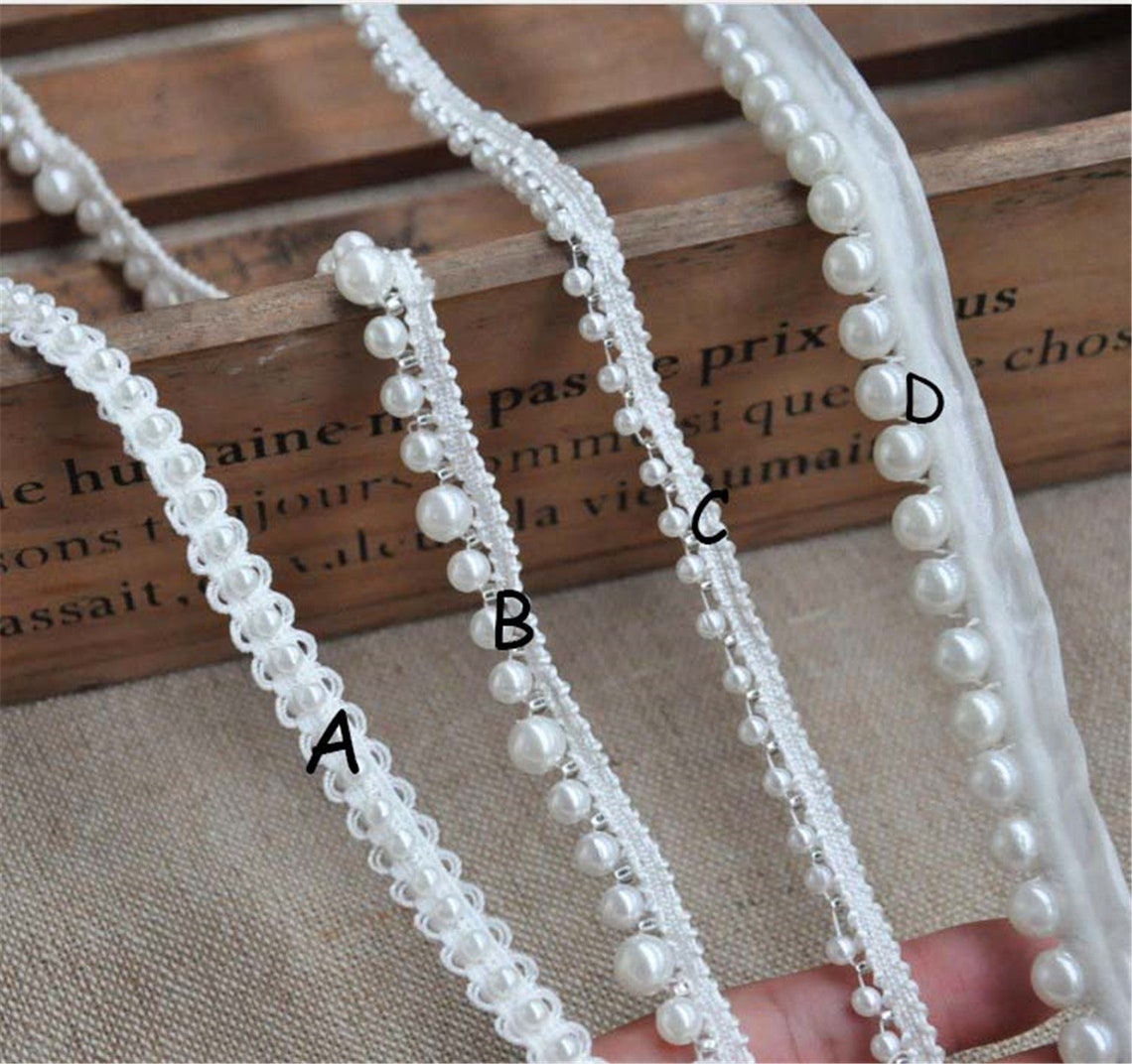 1 Yard Wedding Trim Pearl Beaded Trim Jewelry Trim Wedding | Etsy