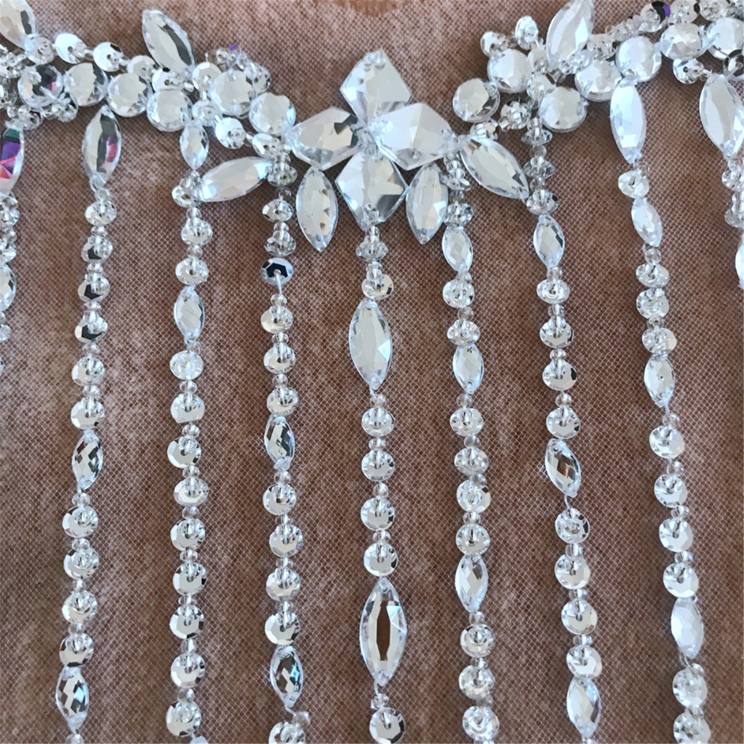 Sparkling Silver Rhinestone Applique Motif Bodice Diamante | Etsy