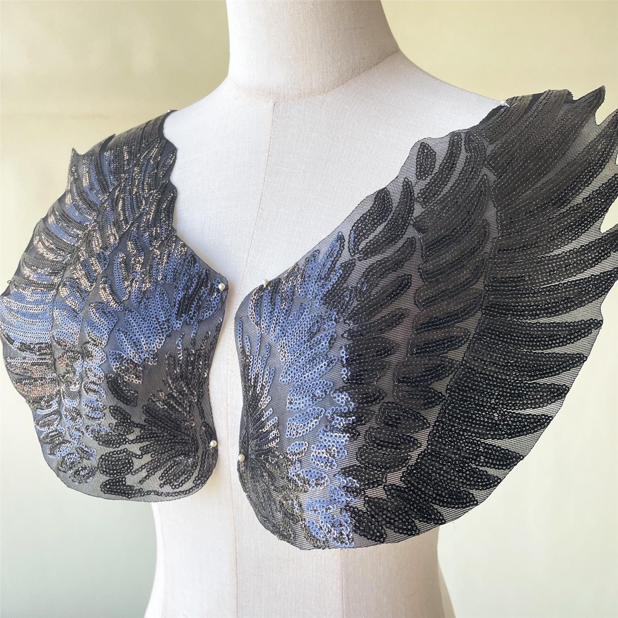 Sequin Lace Appliques Angle Wing Lace Patch Sewing on Evening Wedding ...