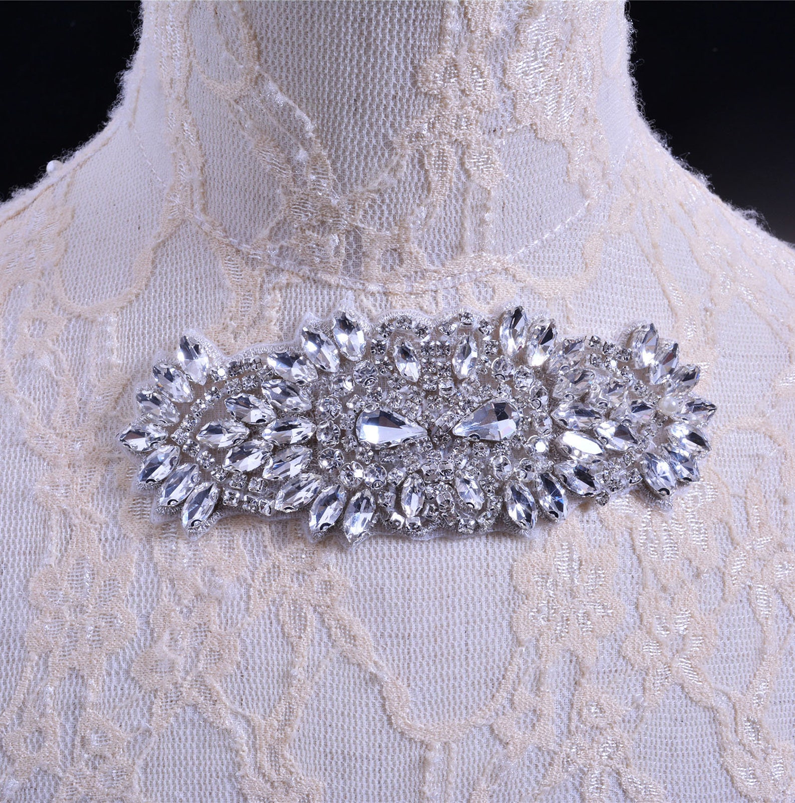 Pearl Silver Crystal Rhinestone Applique Diamante Appliques - Etsy