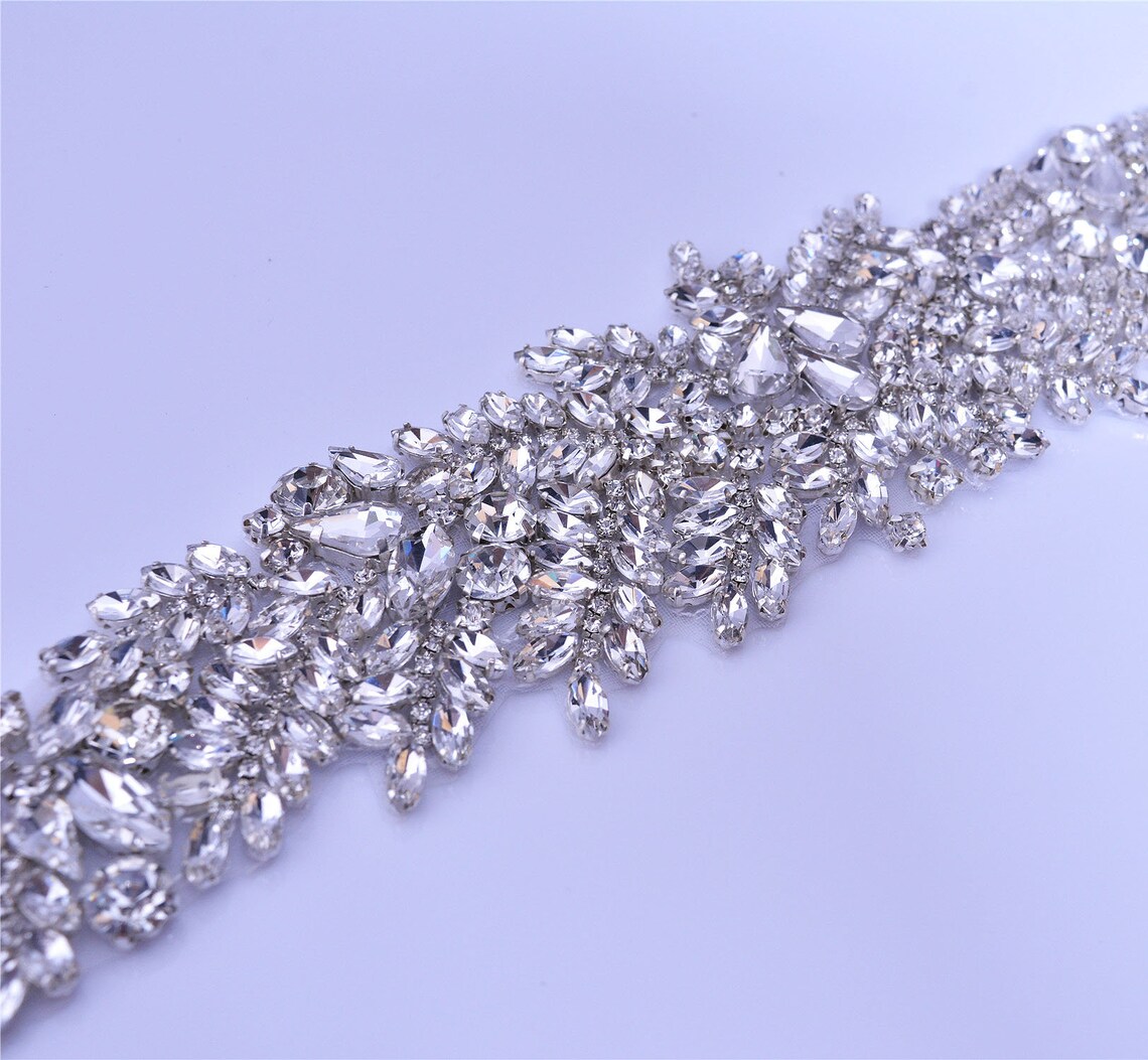 Bridal Crystal Rhinestone Applique Diamante Appliques Sash - Etsy