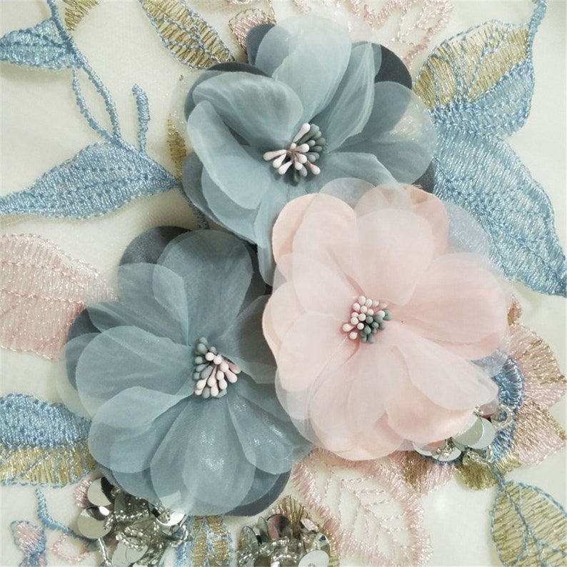 Luxury 3D Flower Embroidery Lace Applique Motif Materials Lace - Etsy
