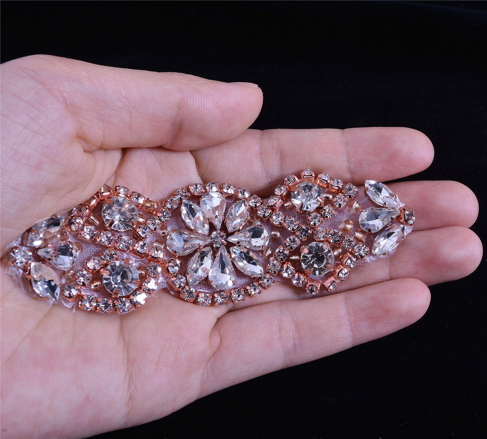 Rose Gold Crystal Rhinestone Applique Diamante Appliques Sash | Etsy
