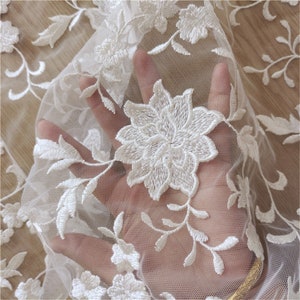 Floral Embroidery Lace Fabric Tulle Leaves Lace Fabrics Mesh DIY ...