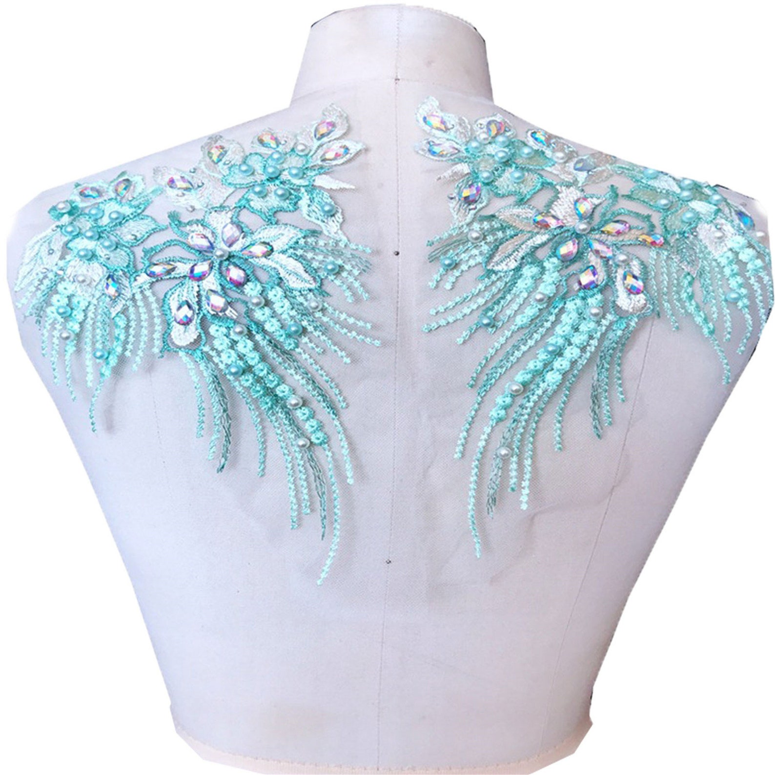 Rhinestone Embroidery Lace Applique 3D Flower Heavy Beads | Etsy