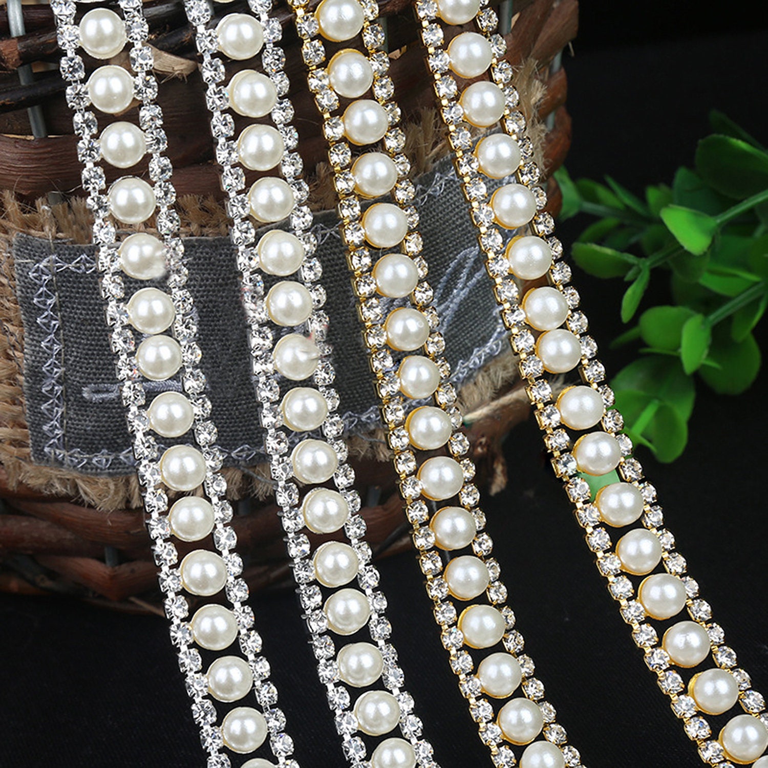 Sparkling Rhinestones Trim Diamante Pearl Trims for Dress Sash | Etsy