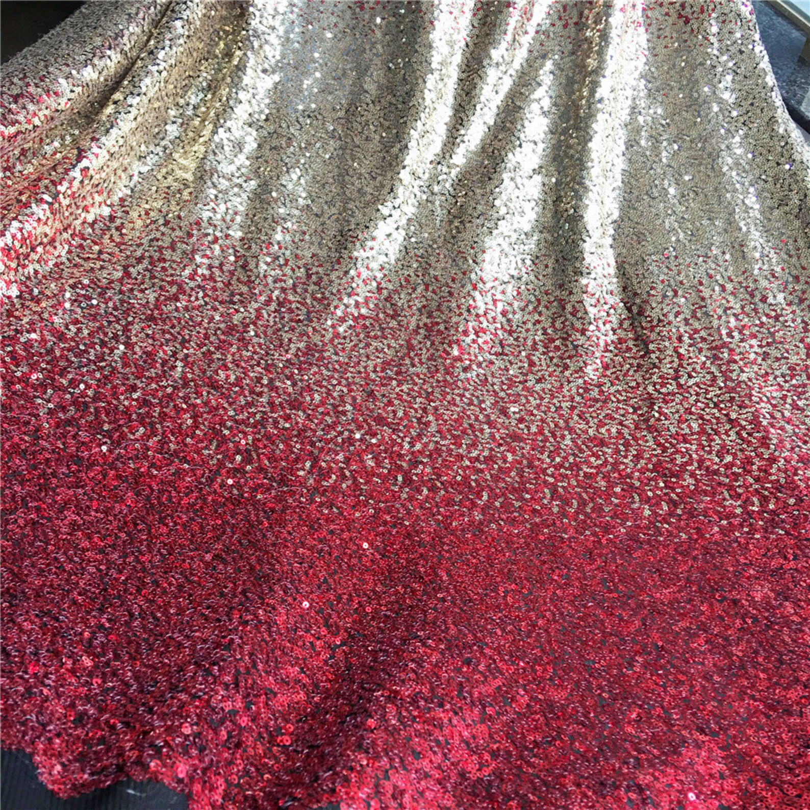 Gradient Color Sequin Embroidery Lace Fabric Materials - Etsy